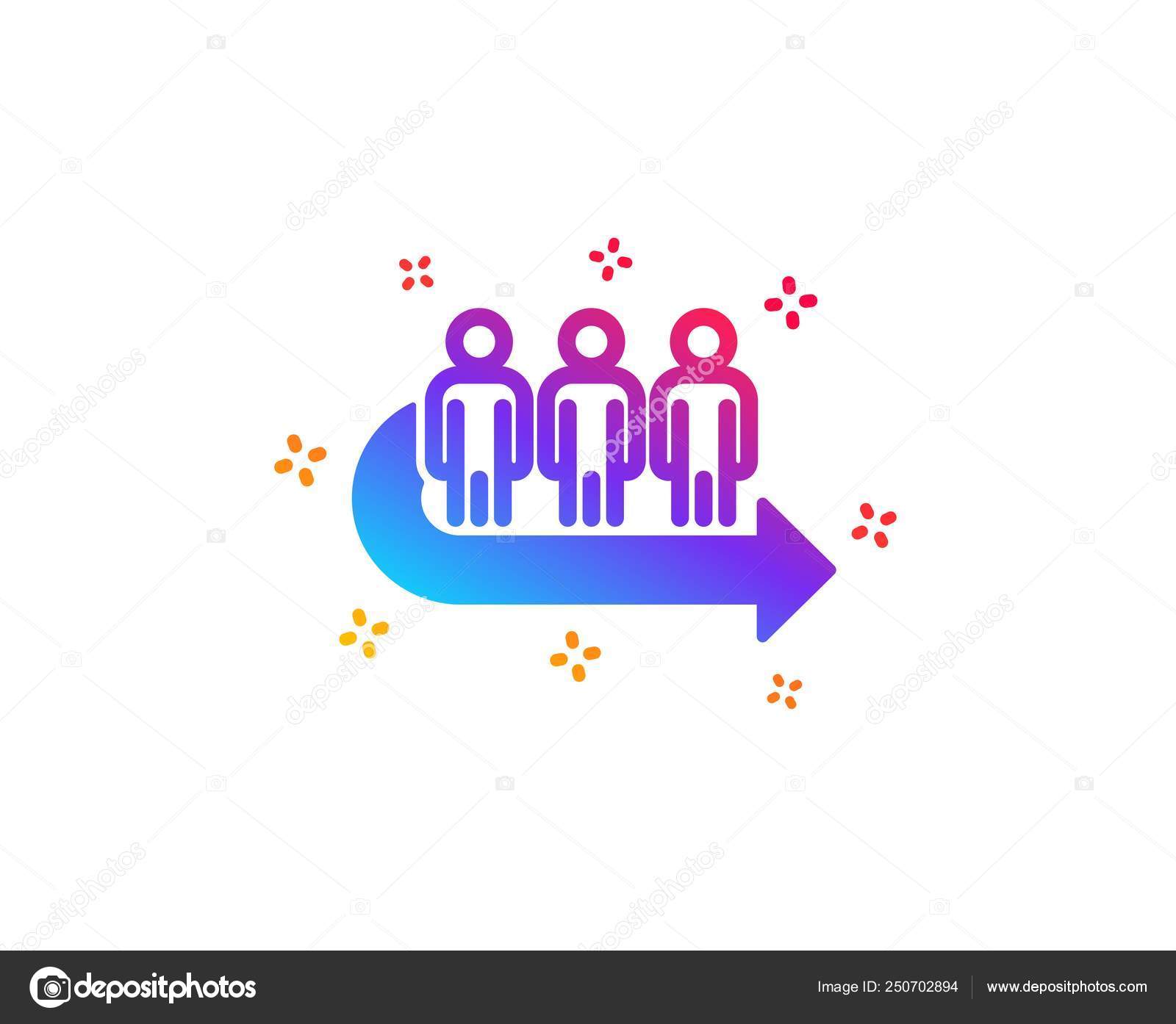 Queue Icon People Waiting Sign Direction Arrow Symbol Dynamic Shapes ...