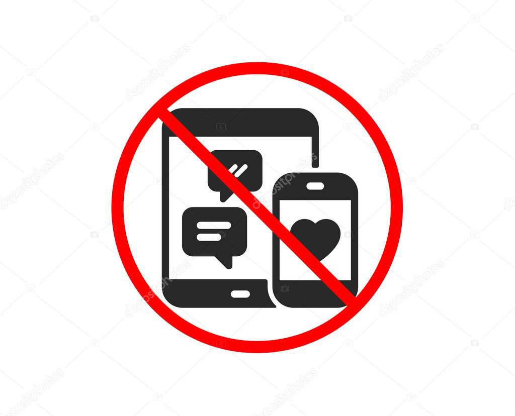 No o para. Icono de mensajes de redes sociales. Señal de dispositivos ...