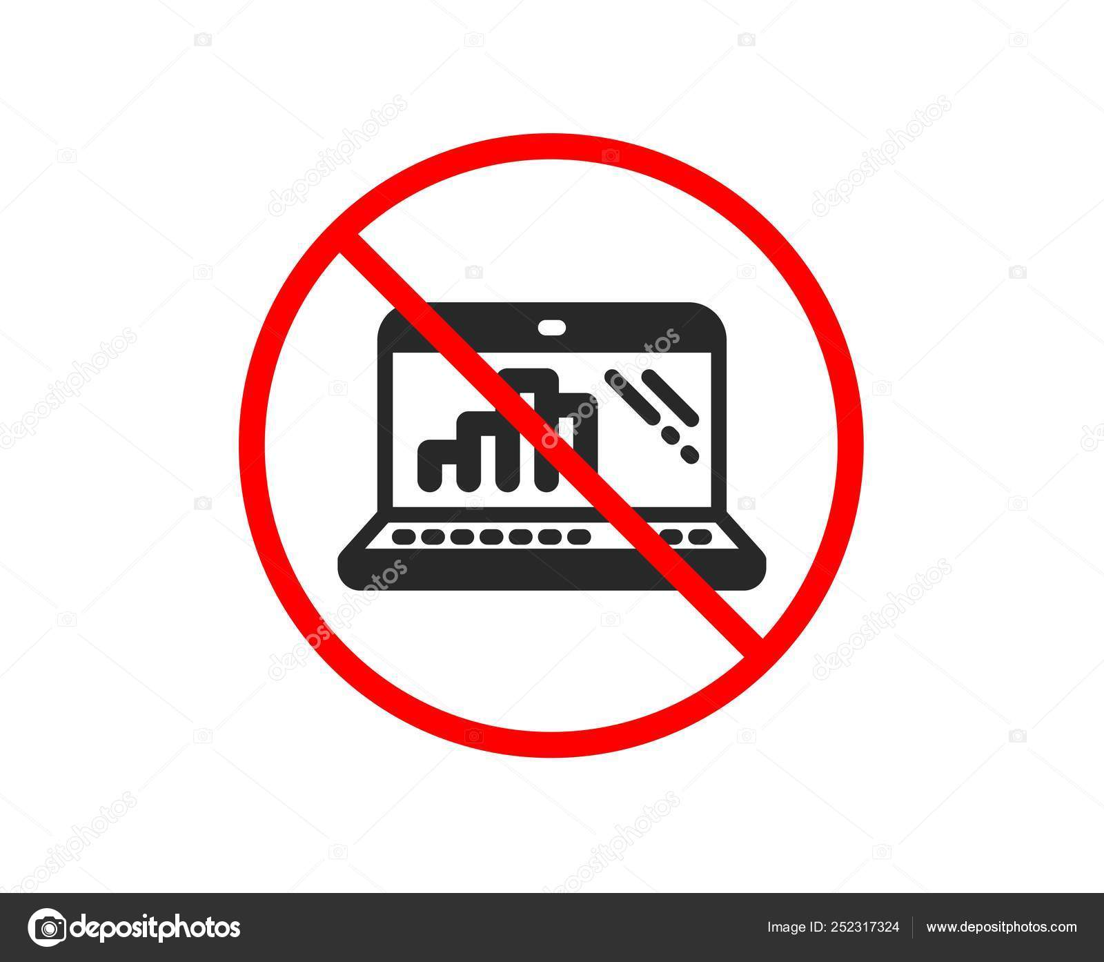 Stop Graph Laptop Icon Column Chart Sign Growth Diagram Symbol Stock ...