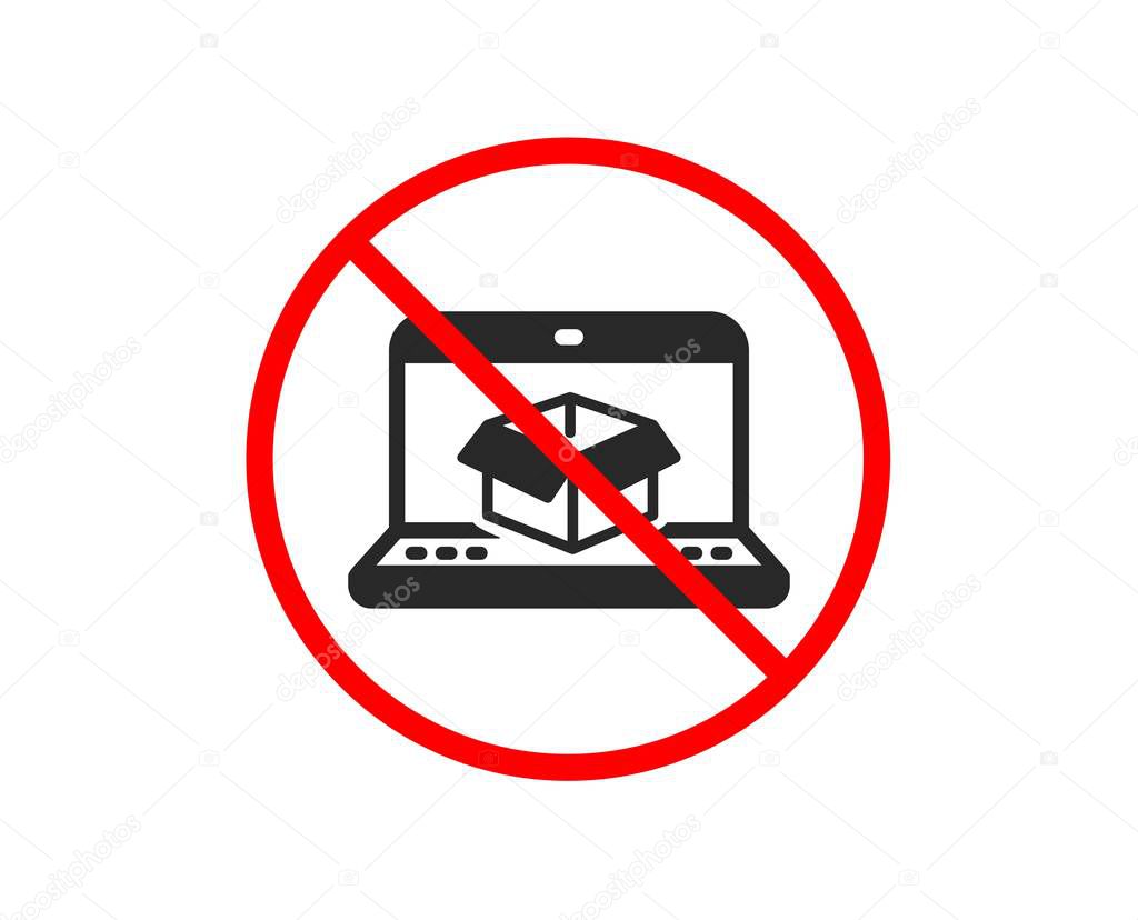 No o para. Icono de entrega en línea. Señal de rastreo de paquetes ...