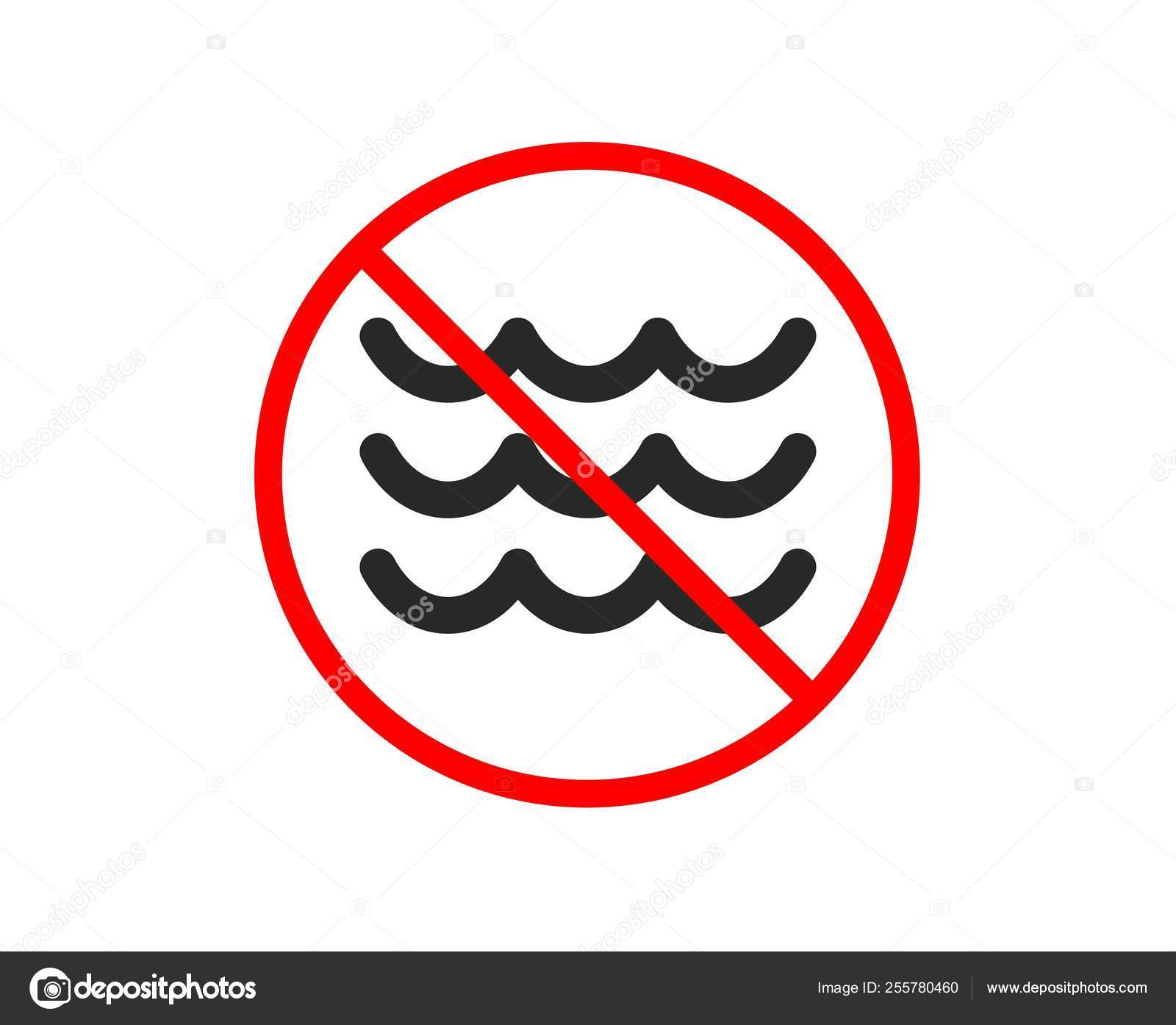 Stop Waves Icon Sea Flowing Sign Water Symbol Prohibited Ban Stock ...
