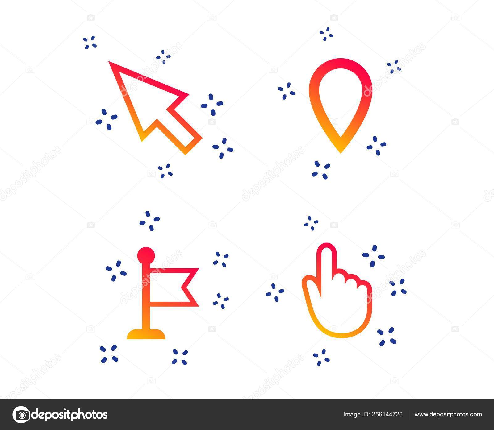 Mouse Cursor Icon Hand Flag Pointer Symbols Map Location Marker Stock ...