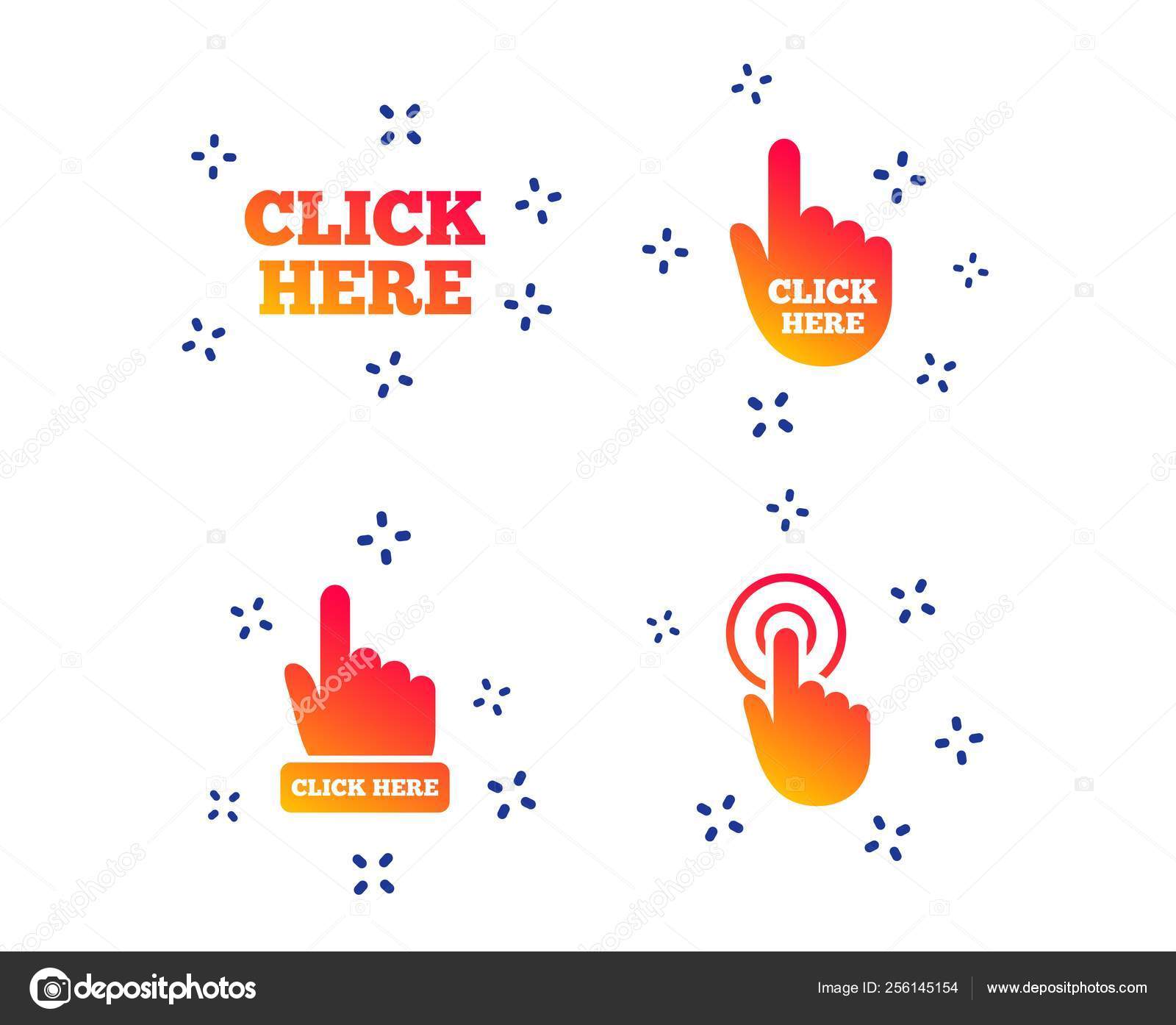 Click here signs. Hand press icons. Vector Stock Vector by ©Blankstock ...