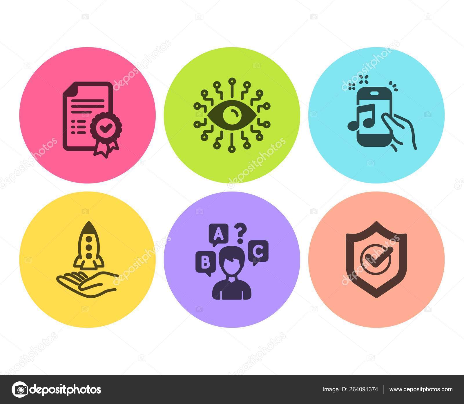 Artificial Intelligence Music Phone Quiz Test Icons Simple Set ...