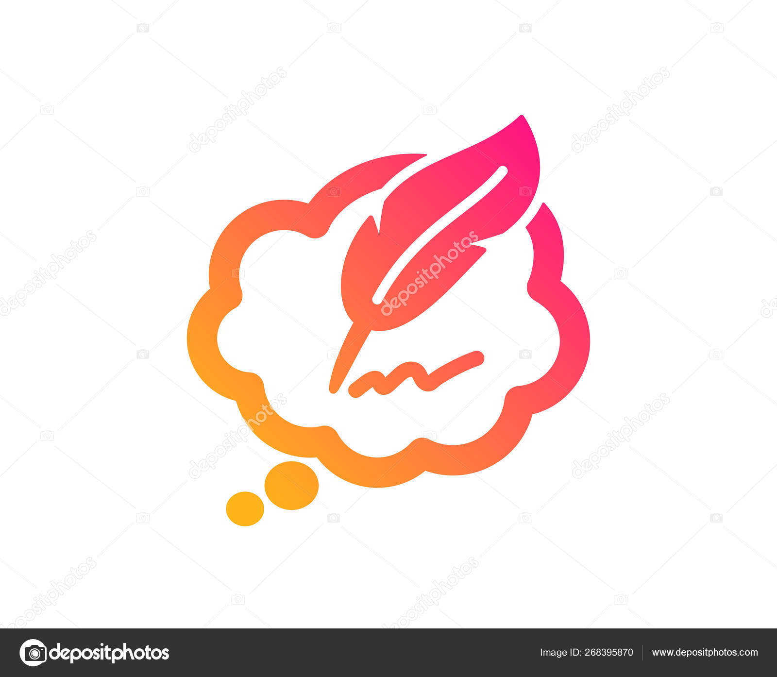 Ikon gelembung ucapan salinan. Tanda Feather. Vektor Vektor Stok oleh ...