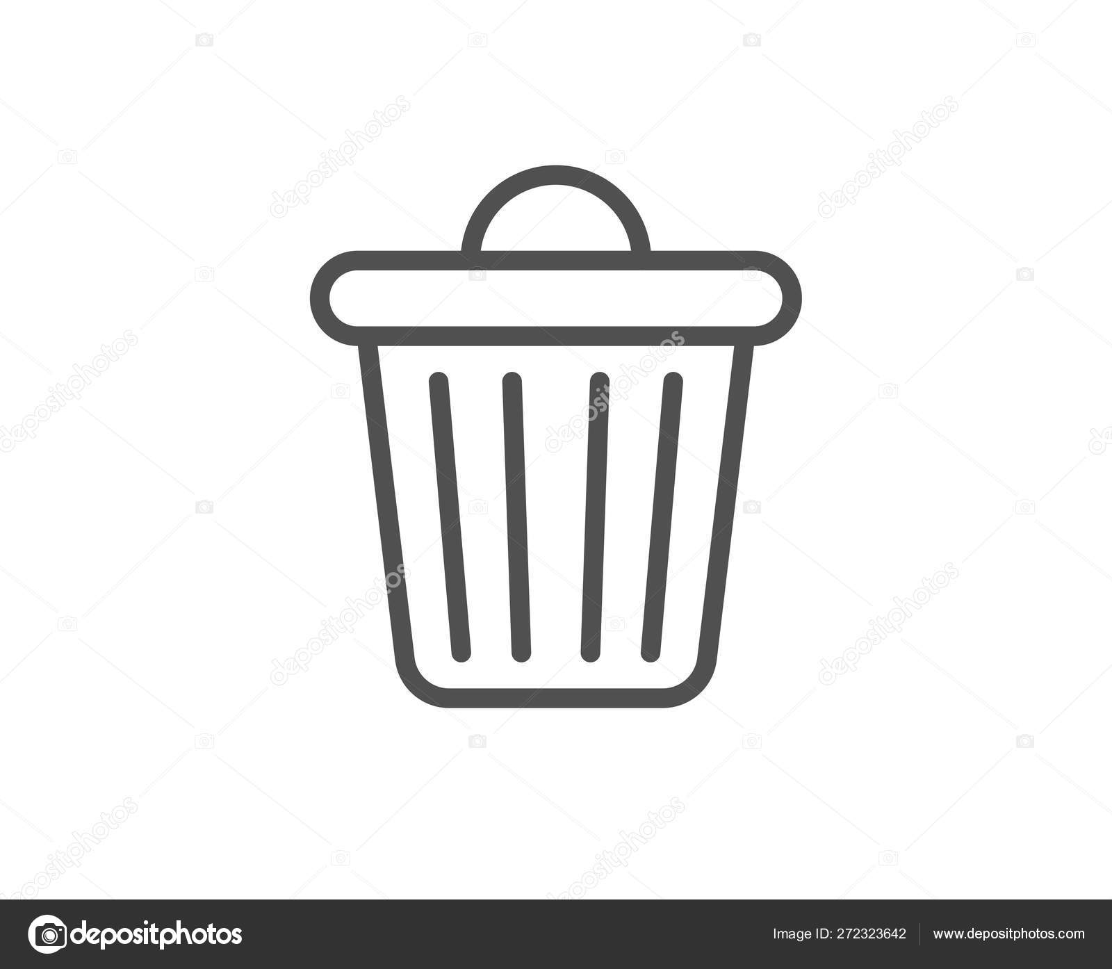 Icono de línea de papelera. Basura, señal de desecho. Borrar, quitar ...