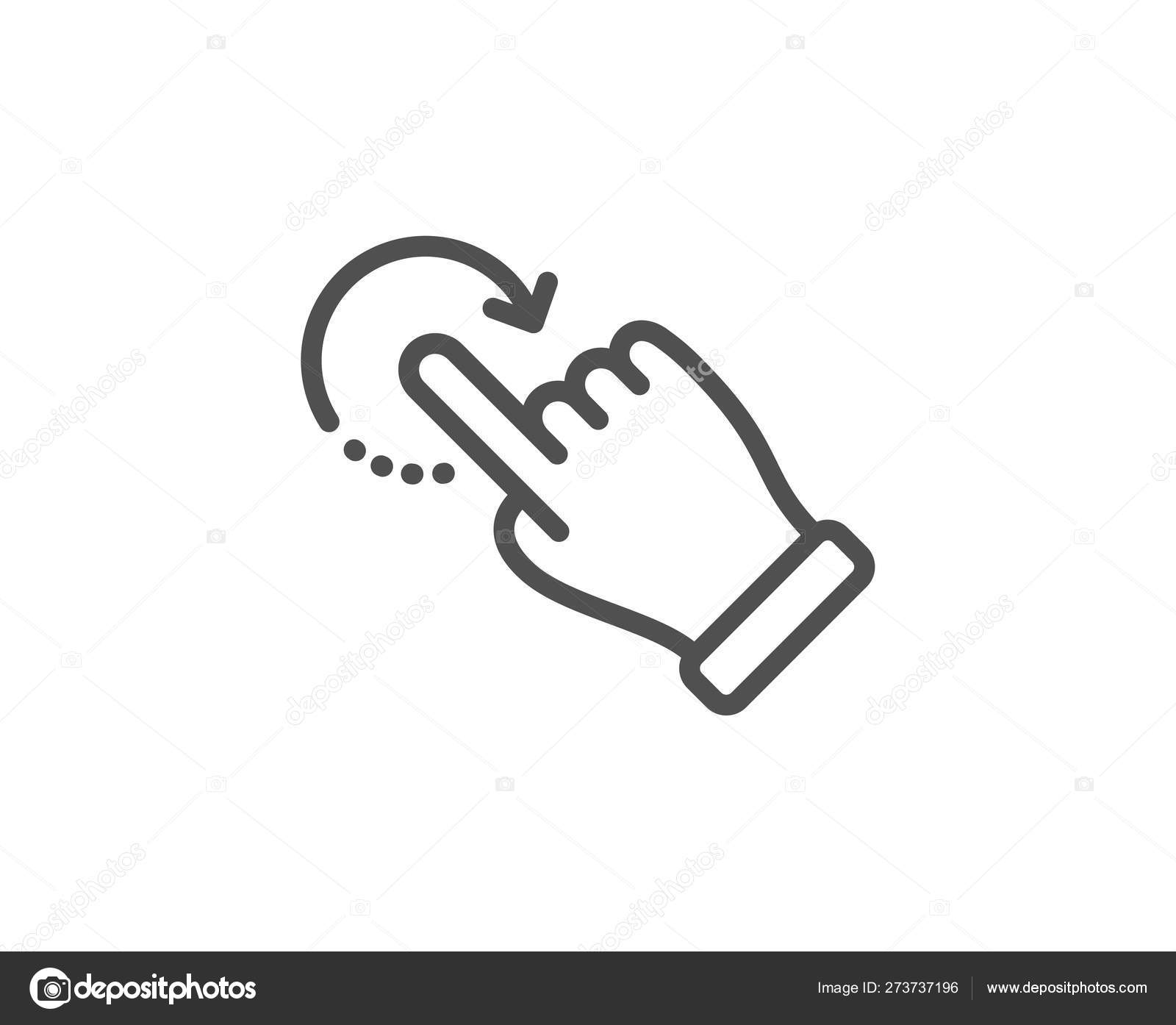 Rotation gesture line icon. Slide arrow sign. Swipe action. Vector Stock Vector Image by ...