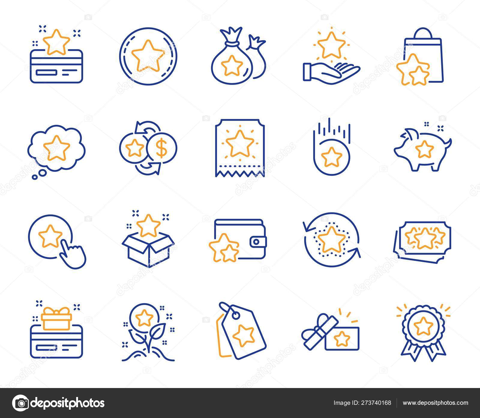 Loyalty program line icons. Bonus card, Redeem gift and discount coupon ...