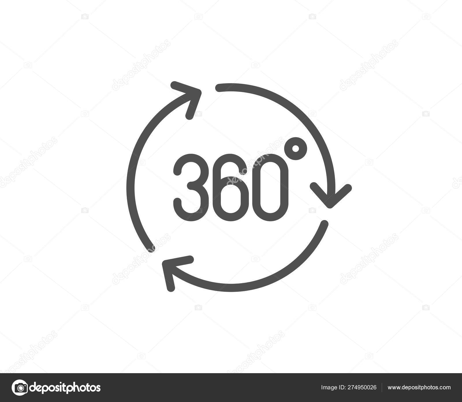 360 degree line icon. VR technology simulation sign. Panoramic view ...