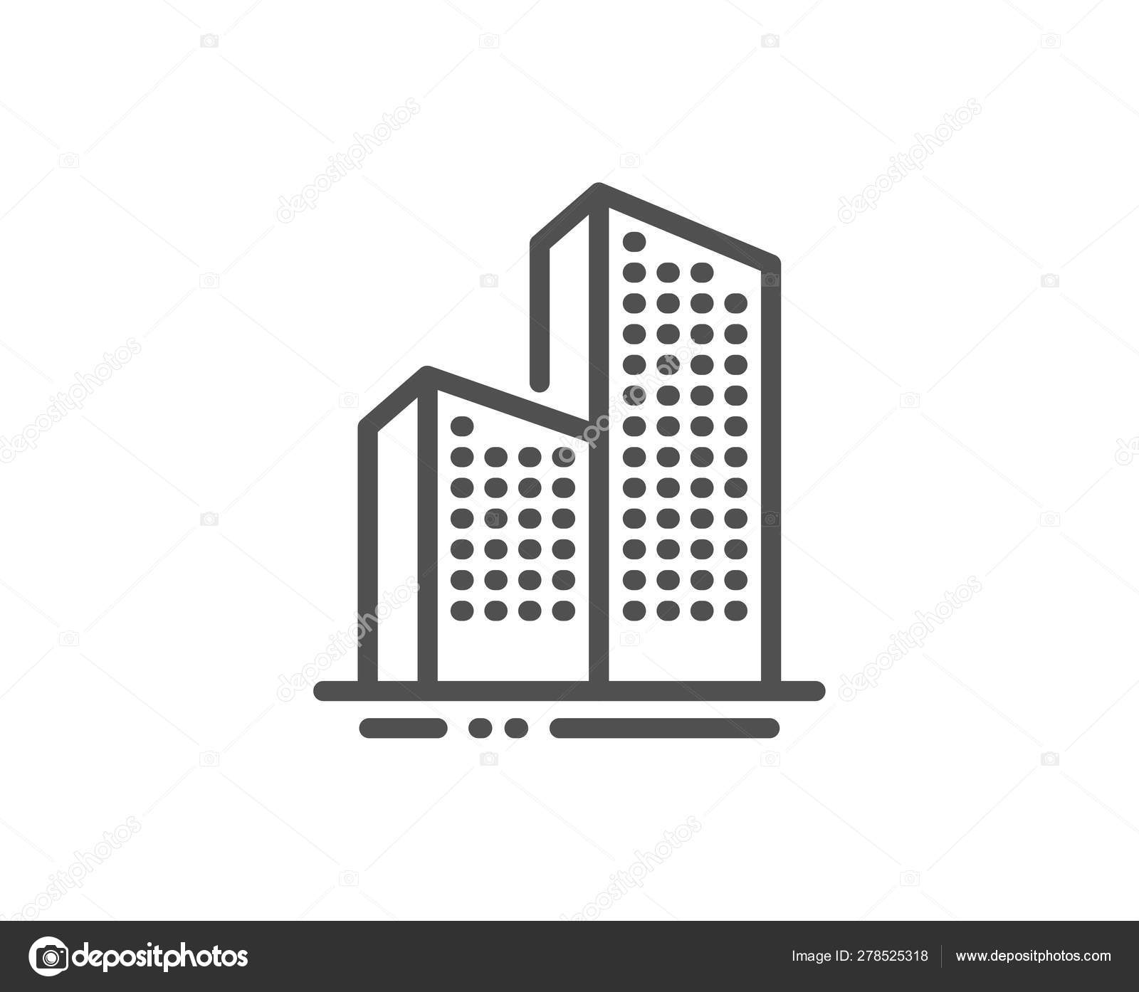 Skyscraper buildings line icon. City architecture sign. Town. Vector ...
