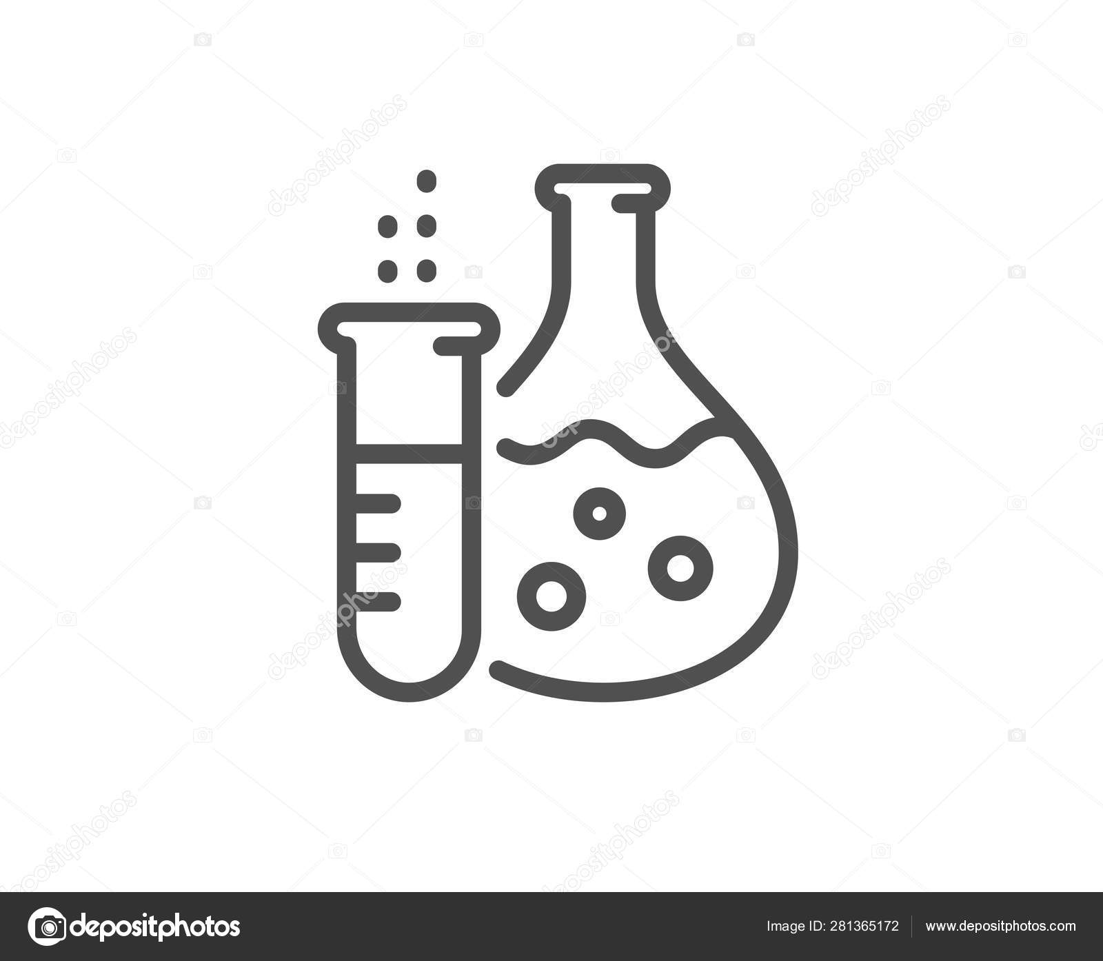 Ícone da linha do frasco da química. Sinal de tubo de laboratório ...