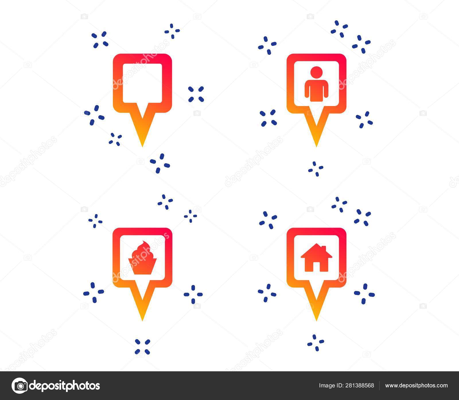 Map pointer icons. Home, food and user location. Vector Stock Vector by ...