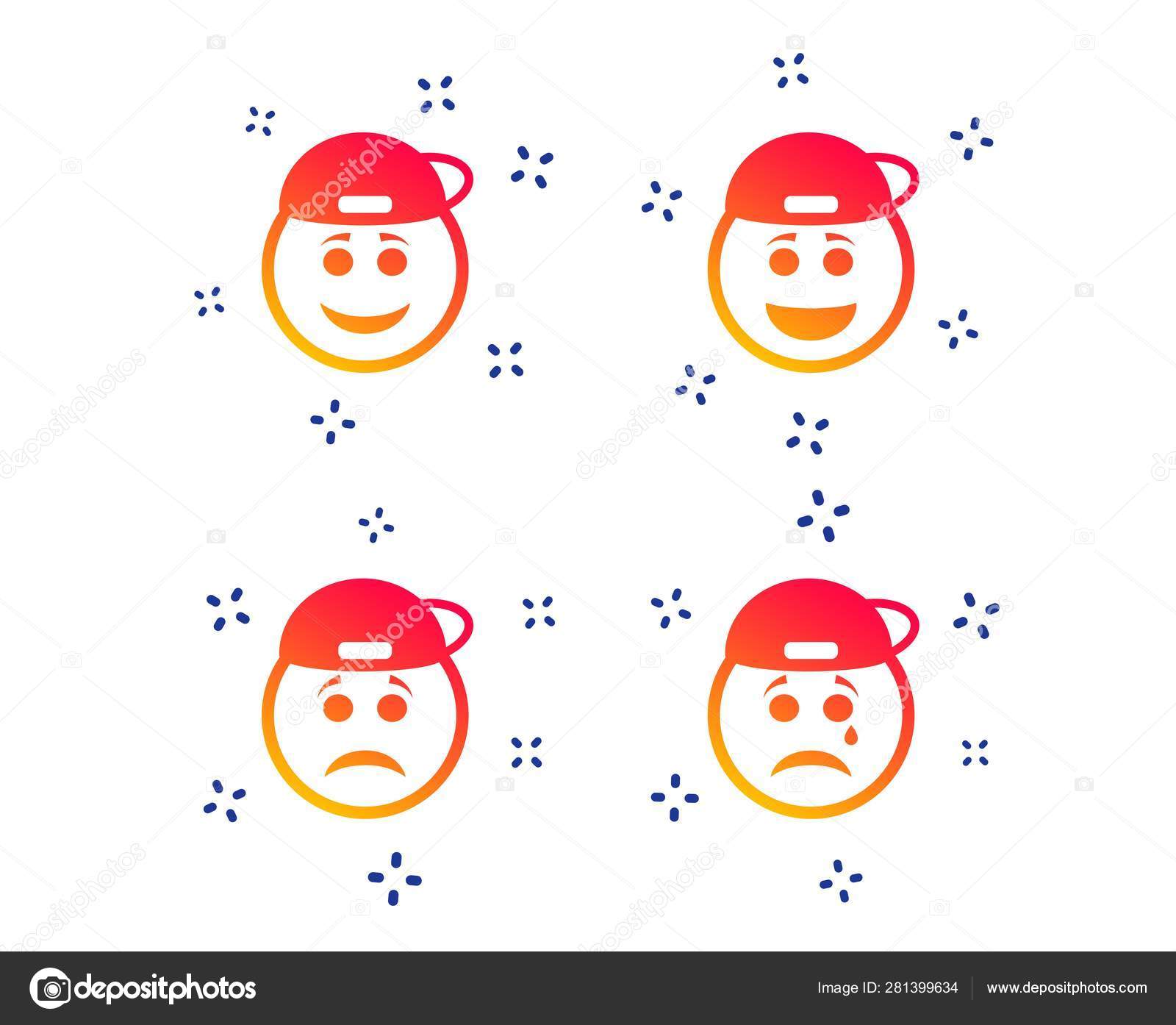 Rapper smile face icons. Happy, sad, cry. Vector Stock Vector by ...