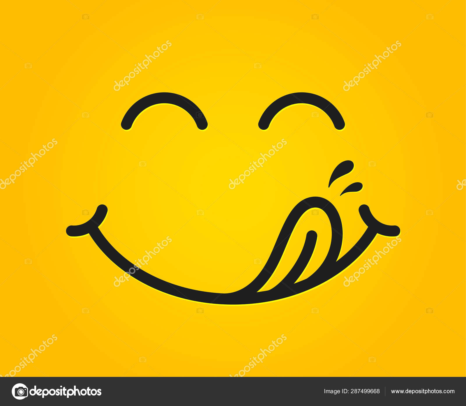 Yummy smile emoticon with tongue lick mouth. Tasty food eating emoji ...