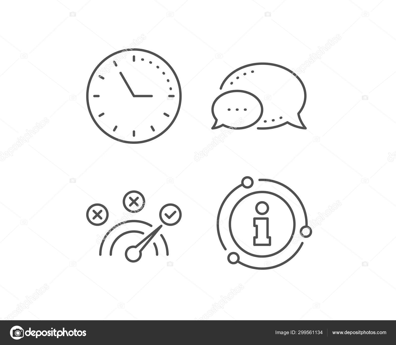 Icono de línea de respuesta correcta. Signo de concepto de velocímetro ...