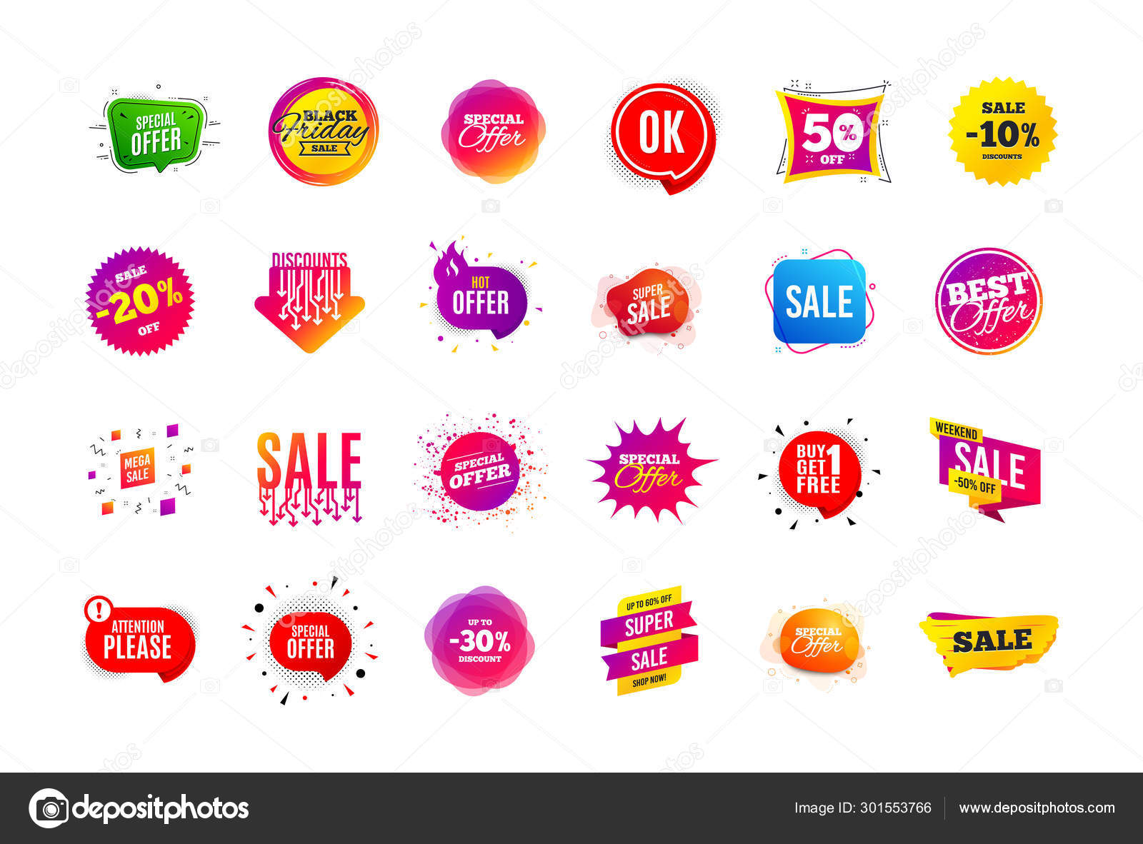 Sale banner badge. Special offer discount tags. Coupon shape templates ...