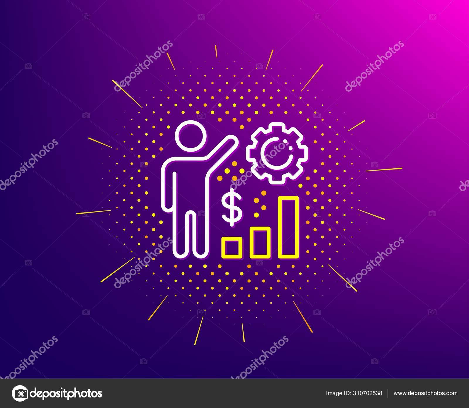 Employees wealth line icon. Work results sign. Money chart. Vector ...