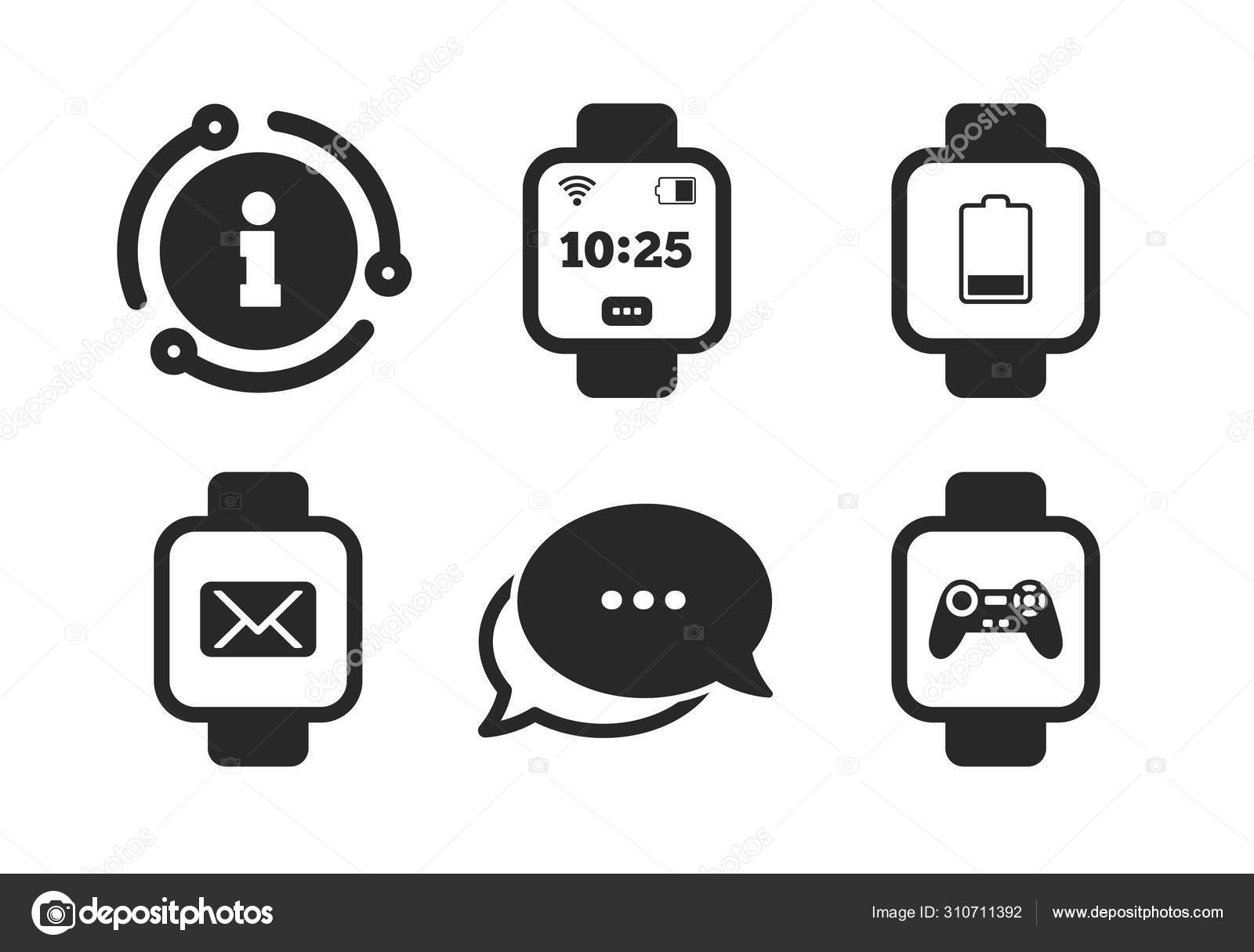 Smart watch icons. Wrist digital time clock. Vector Stock Vector Image ...