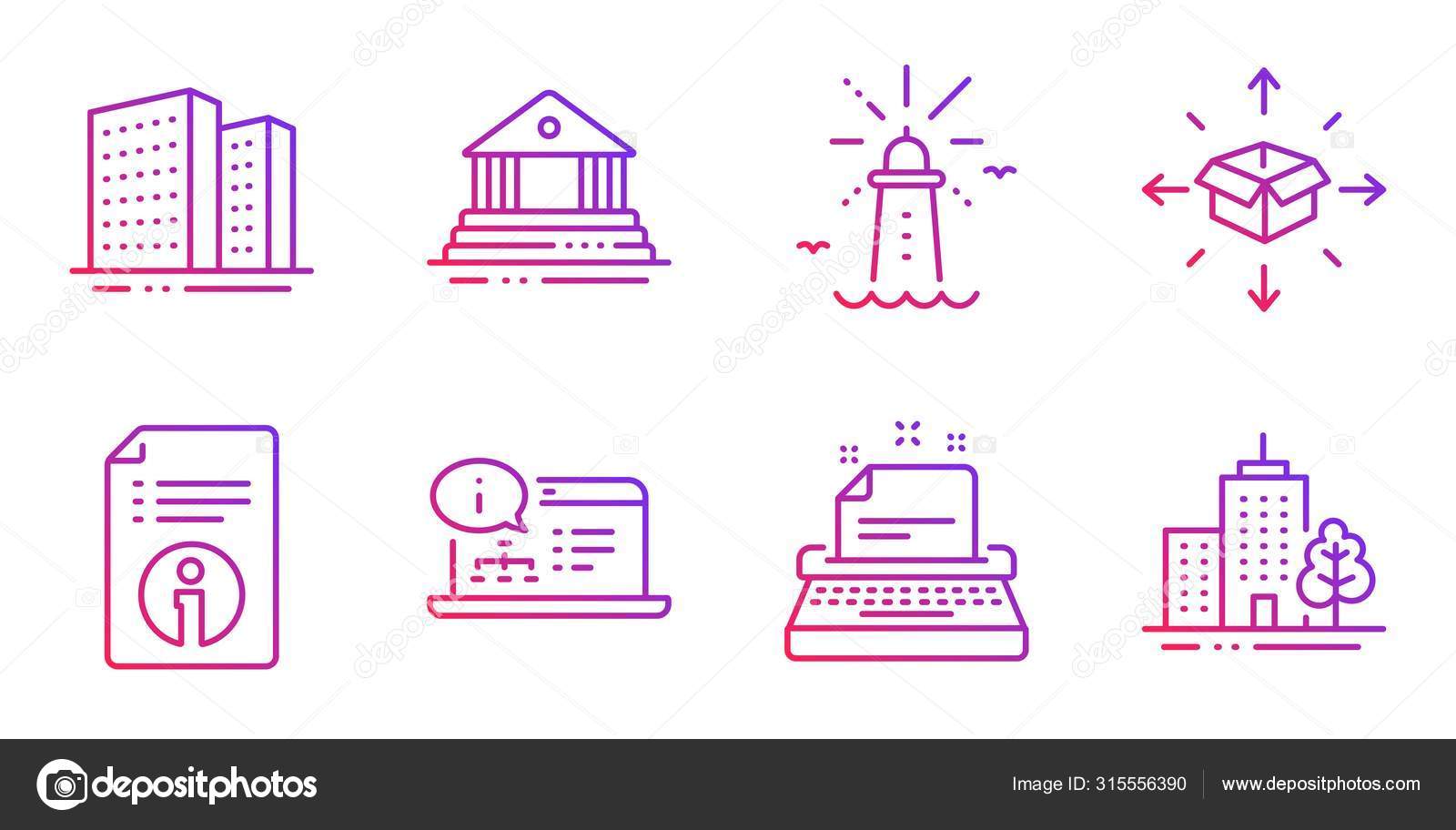 Parcel delivery, Typewriter and Technical info icons set. Vector Stock Vector Image by ...