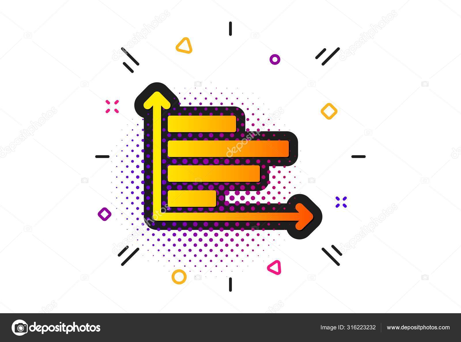 Icono de gráfico horizontal. Signo gráfico de columna. Vector Vector de ...