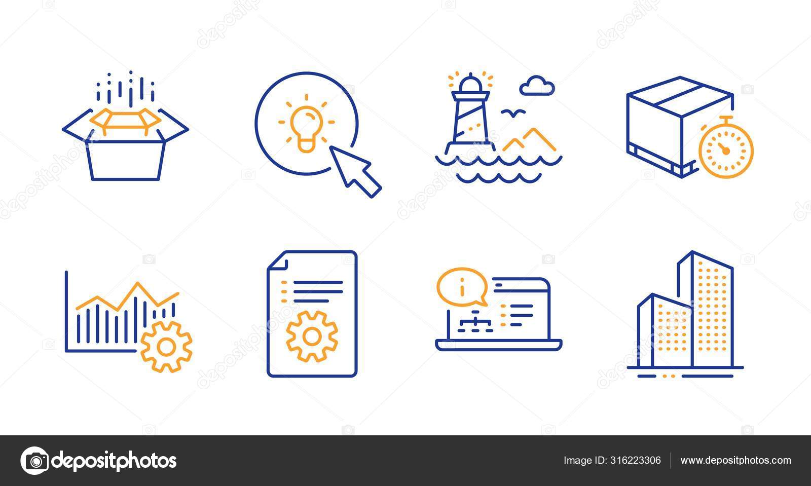 Operational excellence, Online documentation and Lighthouse icons set ...