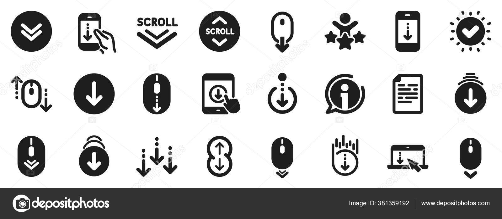 Scrolling Mouse Landing Page Swipe Signs Scroll Icons Mobile Device — Stock Vector © Blankstock ...