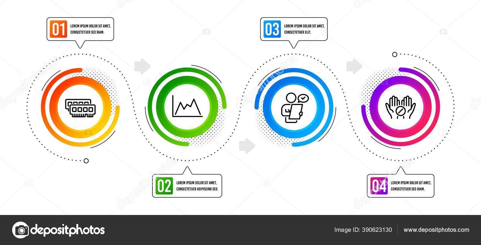 Ram Medical Tablet Diagram Line Icons Set Infographic Timeline Customer ...