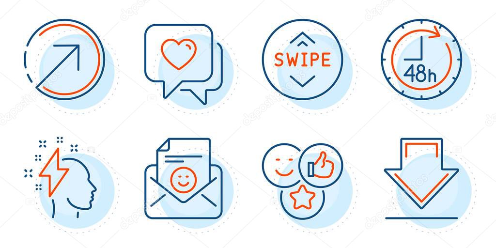 Corazón, Me gusta y deslizar hacia arriba signos. Conjunto de iconos de ...