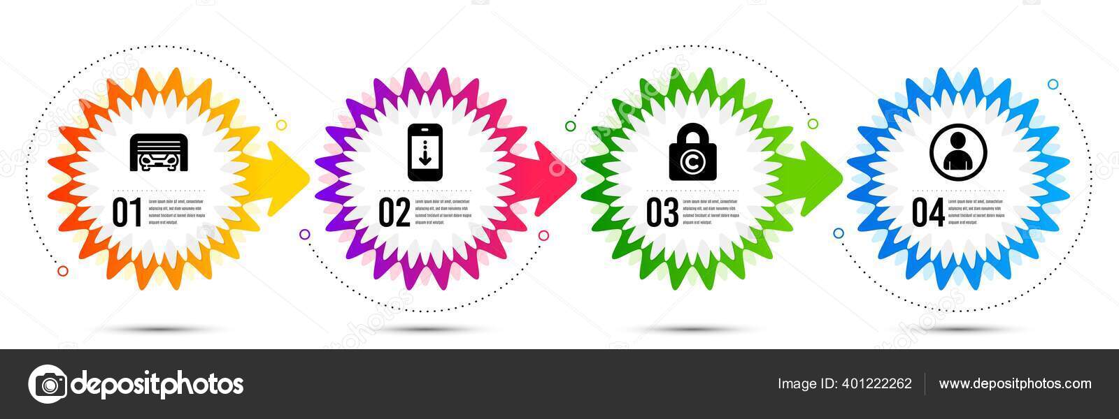 Avatar Copyright Locker Scroll Icons Simple Set Timeline Steps ...