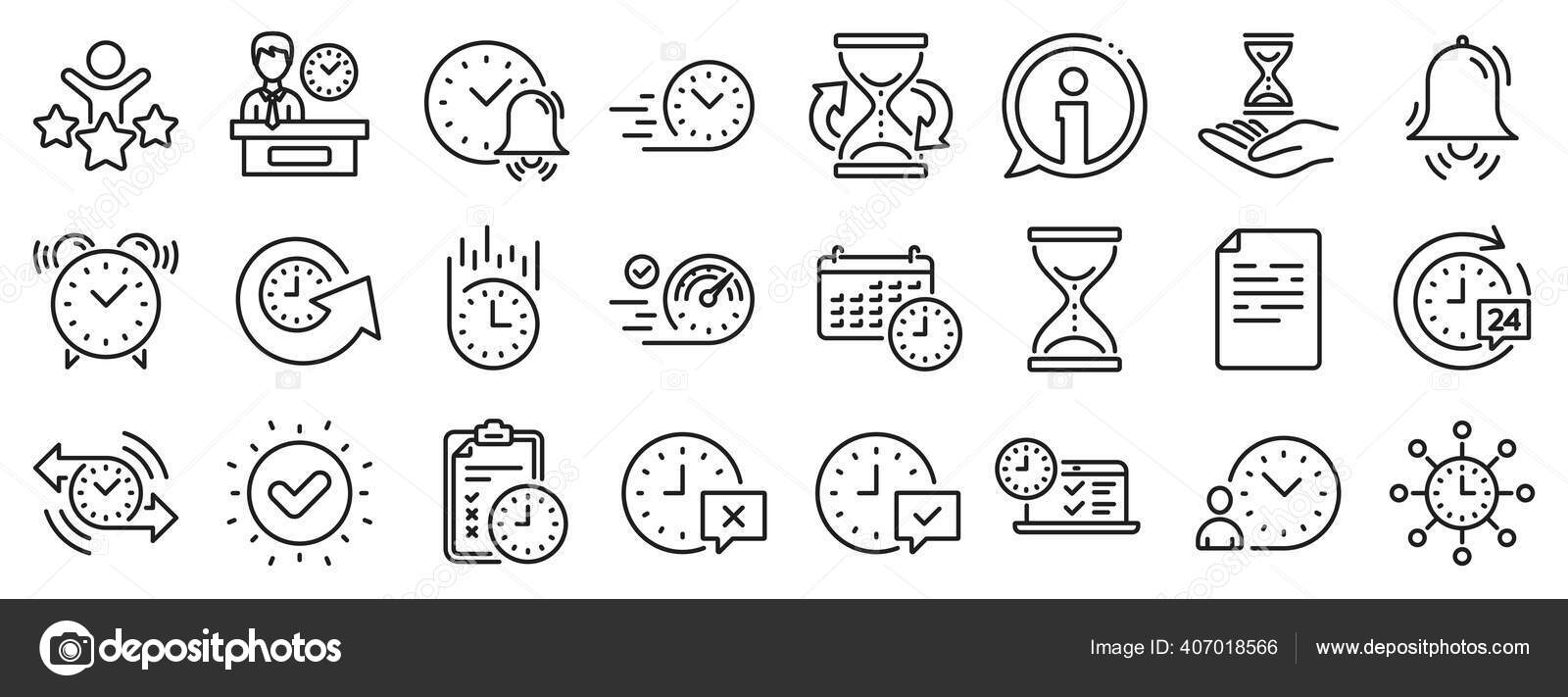 Set Calendar Time Management Timer Delivery Service Linear Icons Time Stock Vector Image by ...
