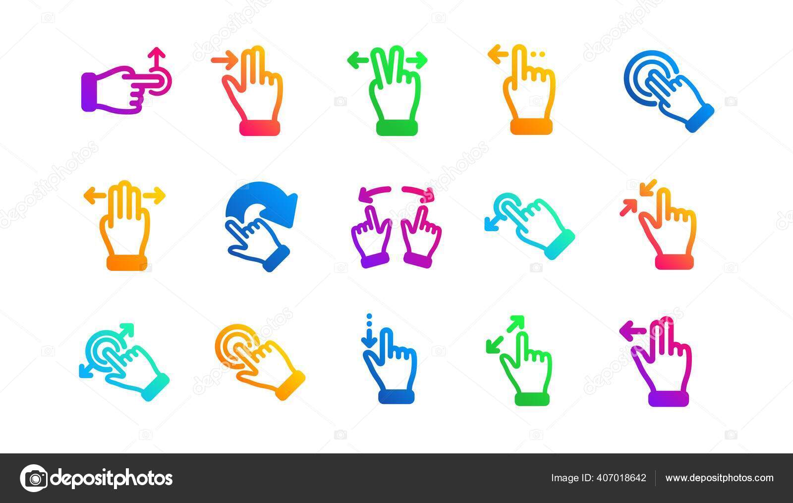 Hand Swipe Slide Gesture Multitasking Icons Touchscreen Gesture Icons ...