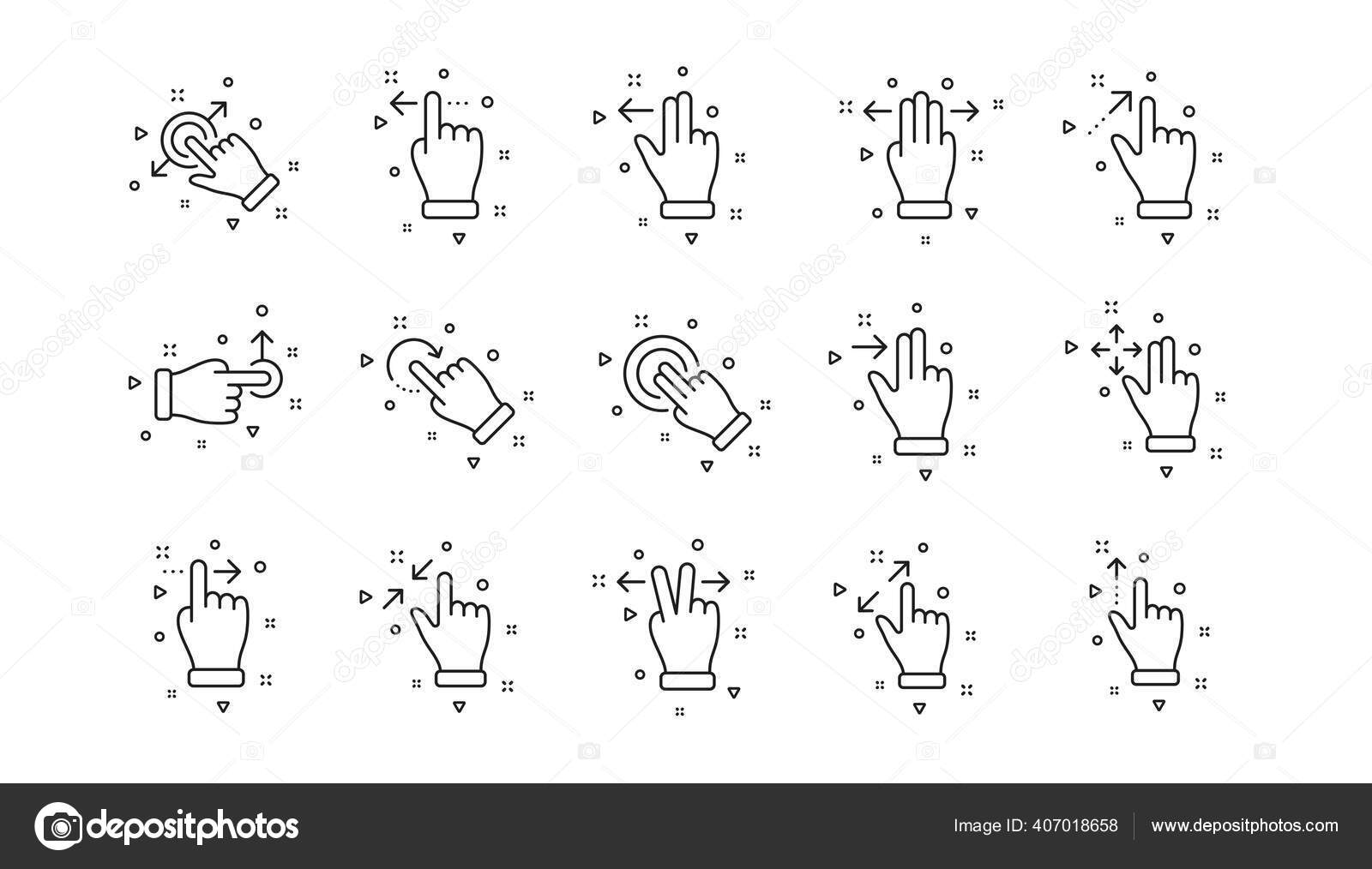 Hand Swipe Slide Gesture Multitasking Icons Touchscreen Gesture Line ...