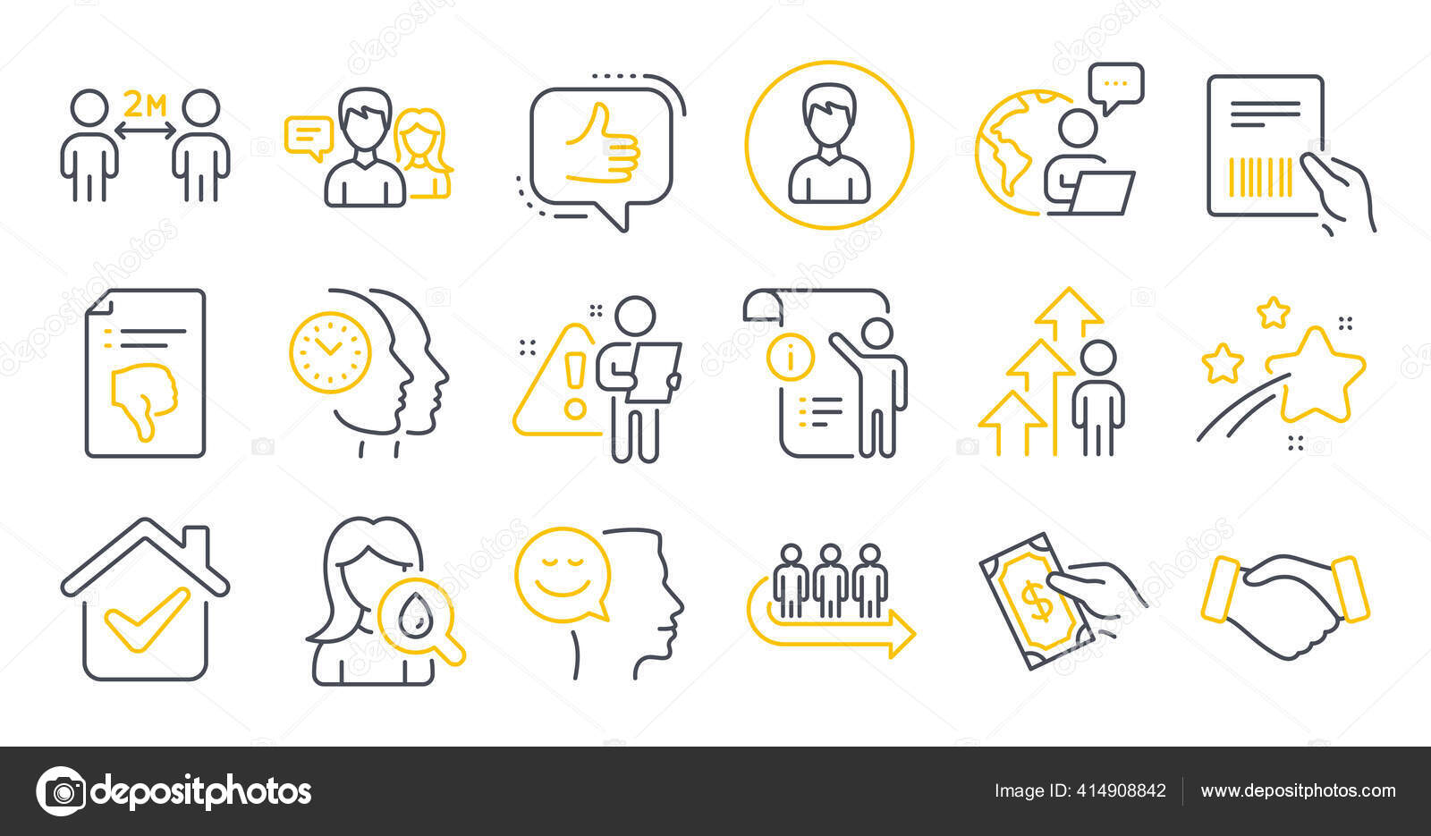 Uppsättning Människor Ikoner Såsom Handslag Paket Faktura Symboler ...