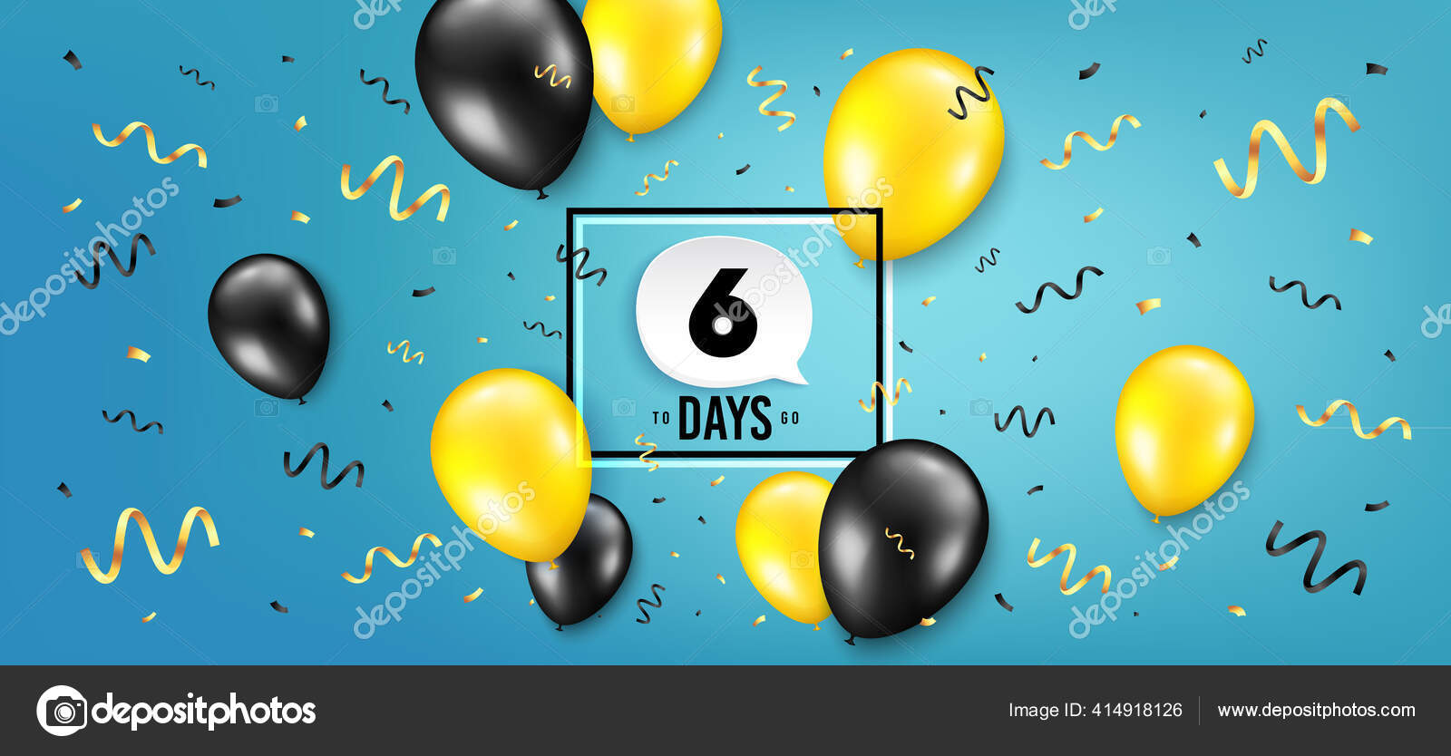 Six Days Left Icon Countdown Speech Bubble Balloon Confetti Background ...