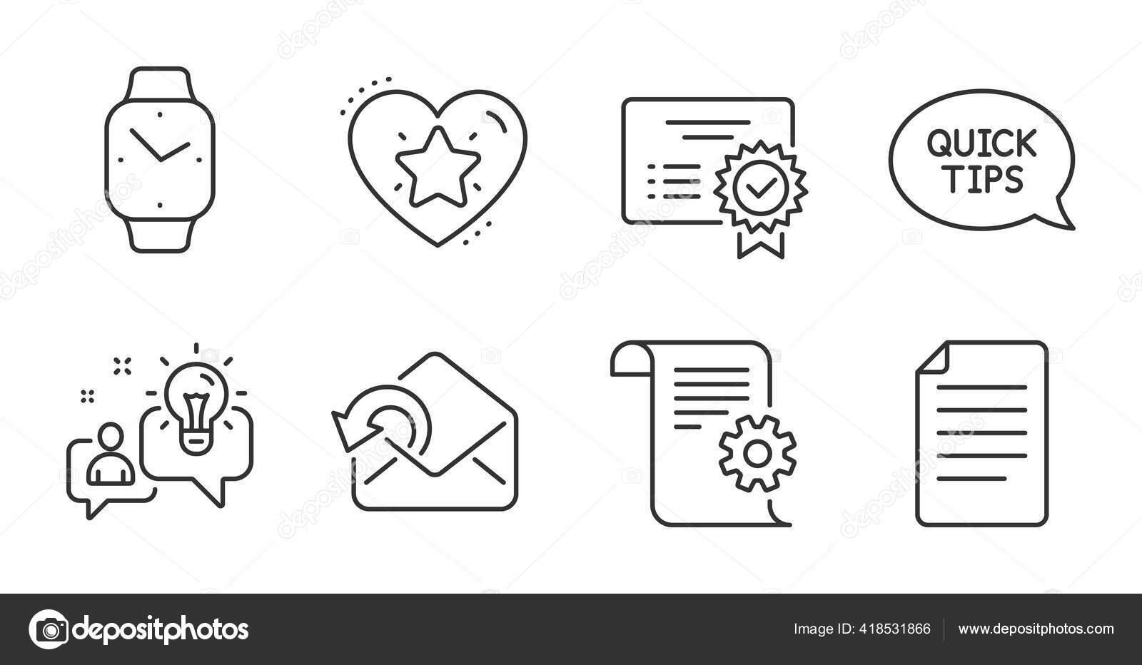 Smartwatch File Ranking Star Line Icons Set Certificate Quickstart Guide Stock Vector by ...