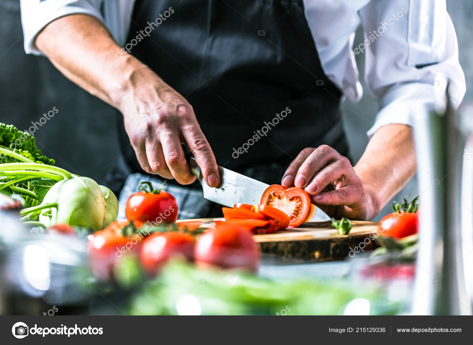 Chef Cook Preparing Vegetables His Kitchen — Stock Photo © KarepaStock ...