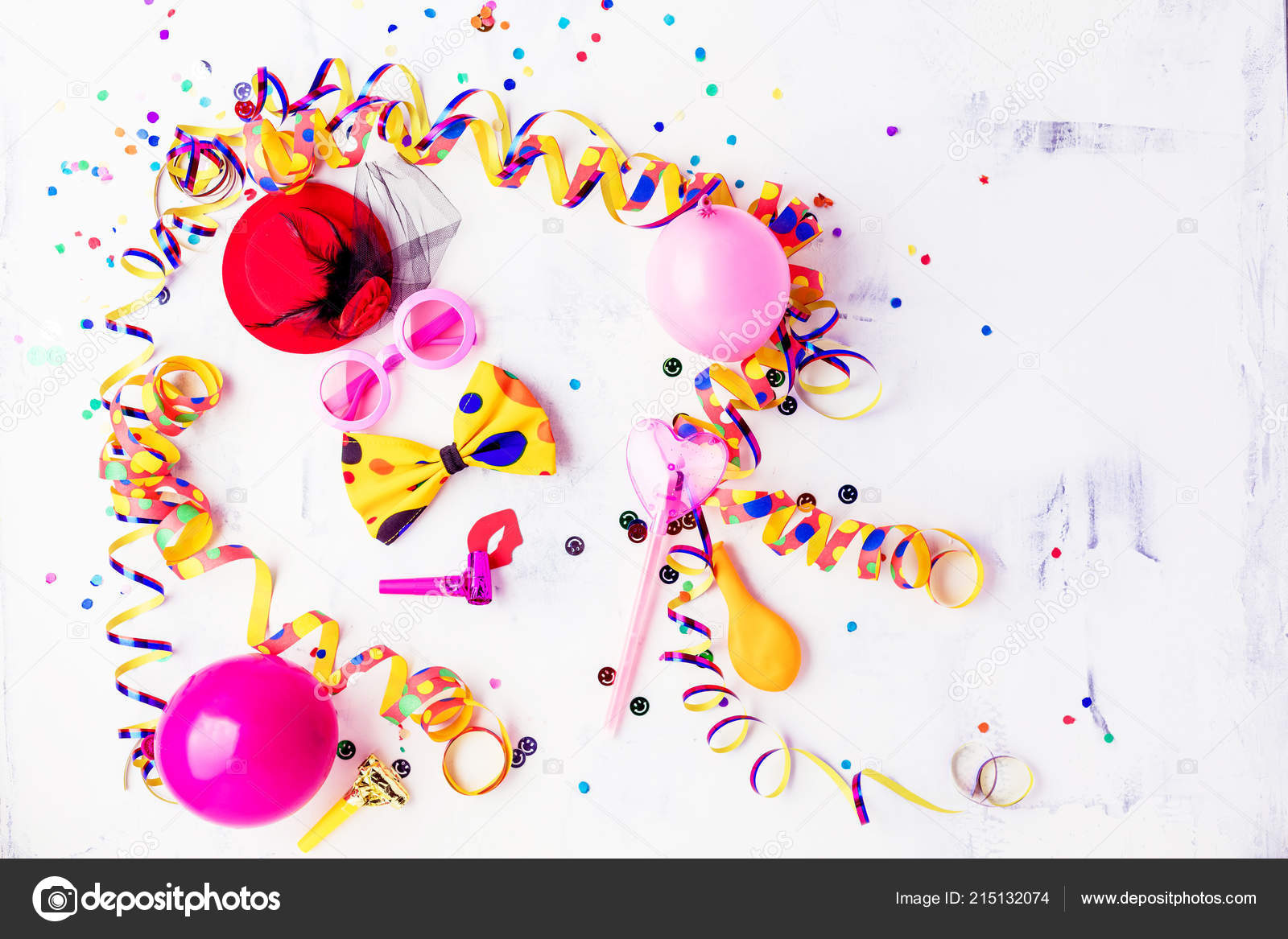 Colorful Birthday Frame Party Items Stone Background Stock Photo by ...