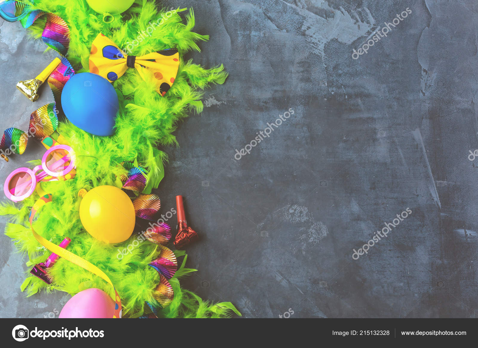 Colorful Birthday Frame Party Items Stone Background — Stock Photo ...
