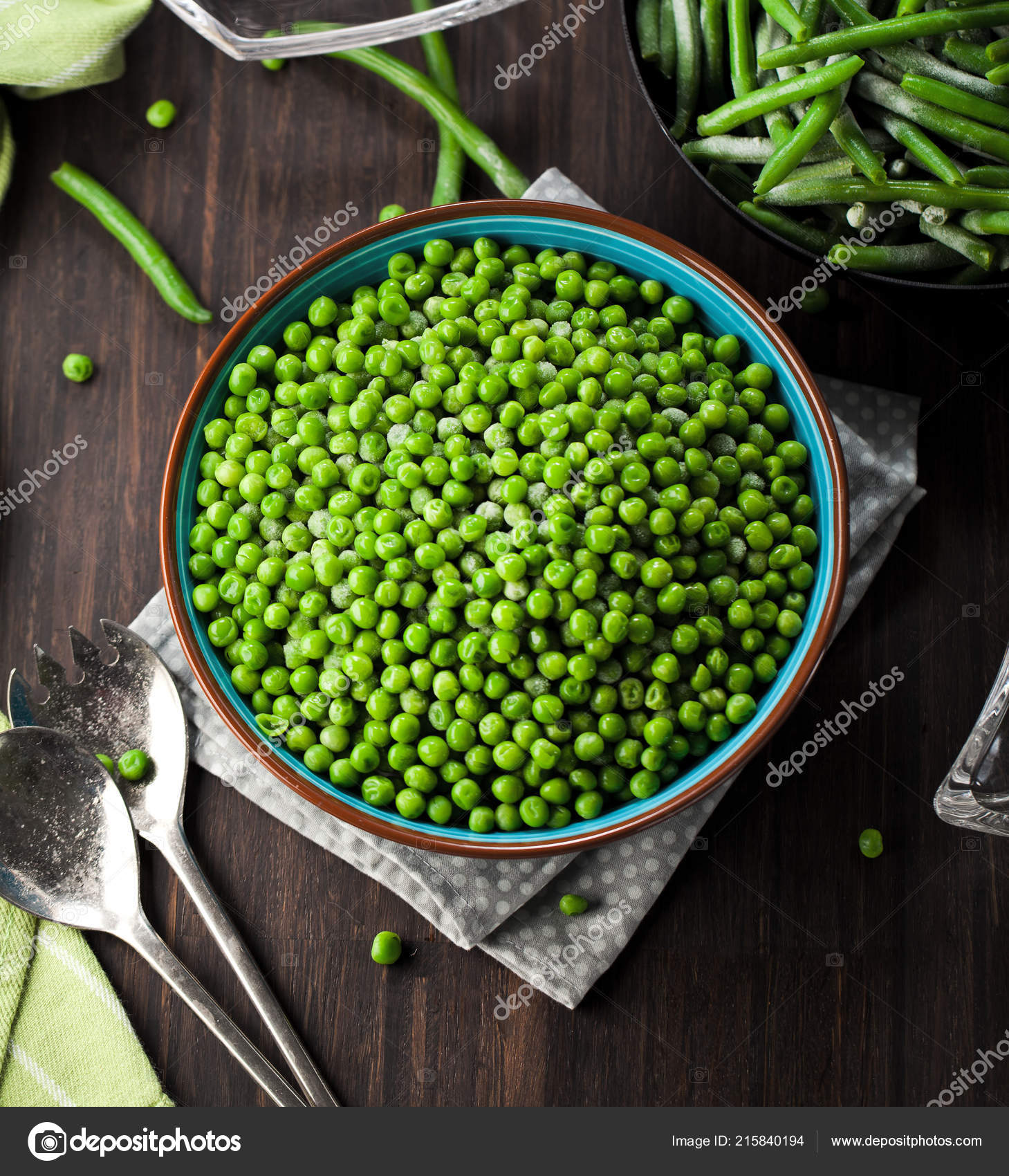 Heap Frozen Peas Table Top View Stock Photo by ©KarepaStock 215840194