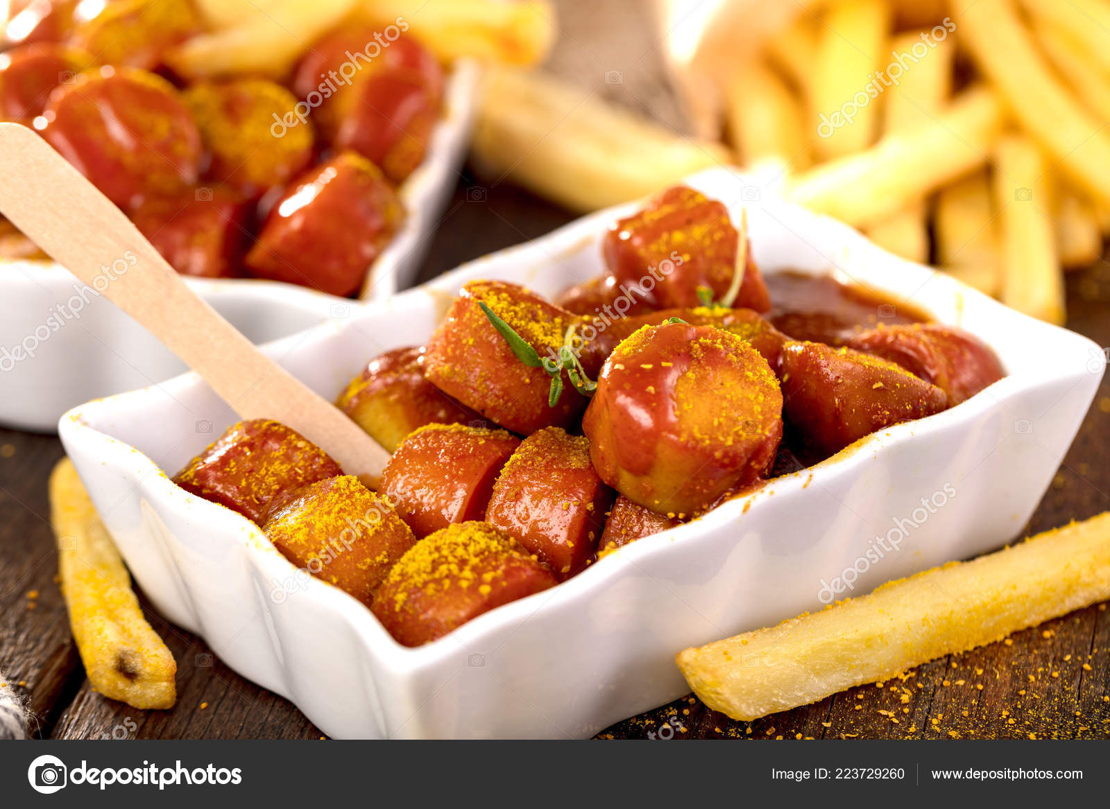 Traditional German Currywurst Served Pommes — Stock Photo © KarepaStock ...