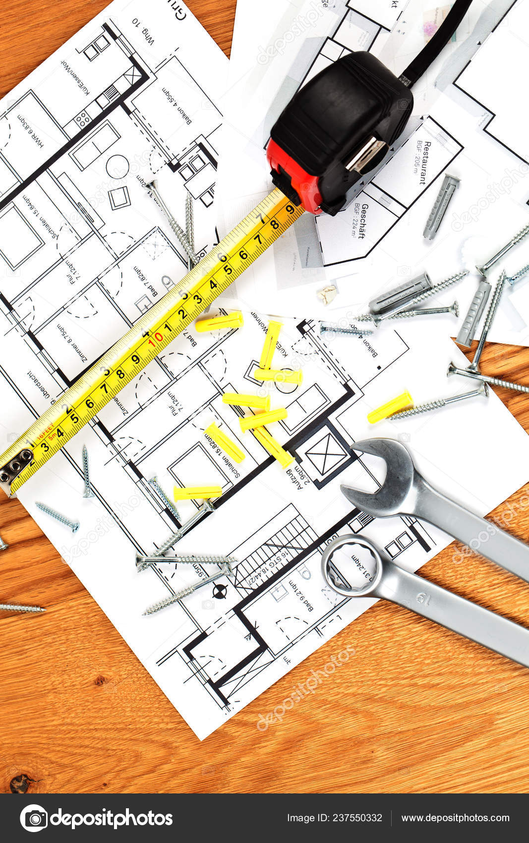 Top View Construction Tools Maintenance Concept — Stock Photo ...