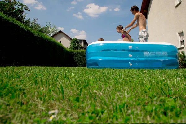 Cute Little Girl Swimming Pool — Stock Photo © KarepaStock #237614640