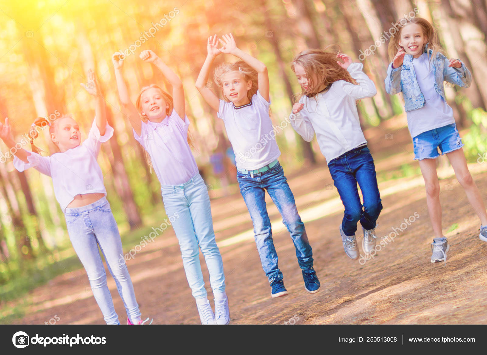 Group Girls Having Fun Park Background Trees Stock Photo by ©stockaboo ...