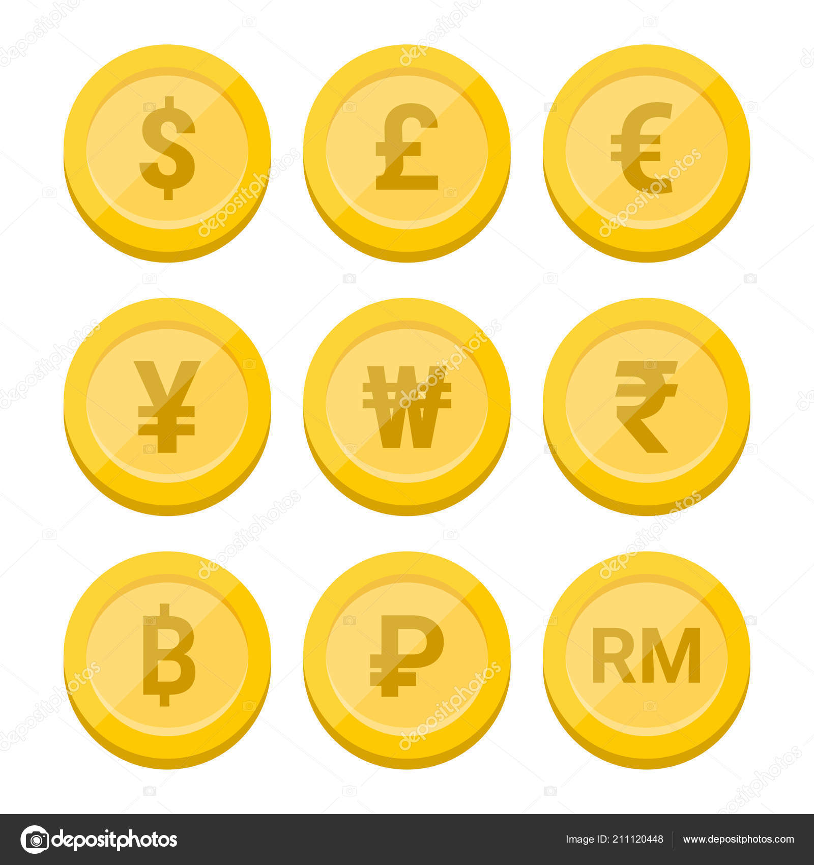 Conjunto Monedas Símbolos Moneda Mundial Vector Vector de stock ...