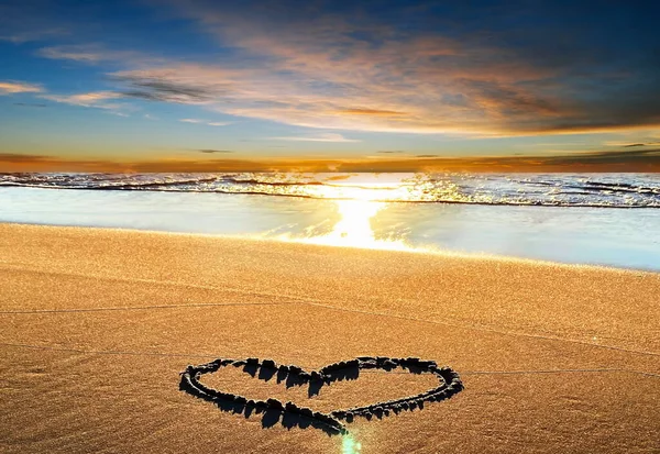 Heart In The Sand With Sunset