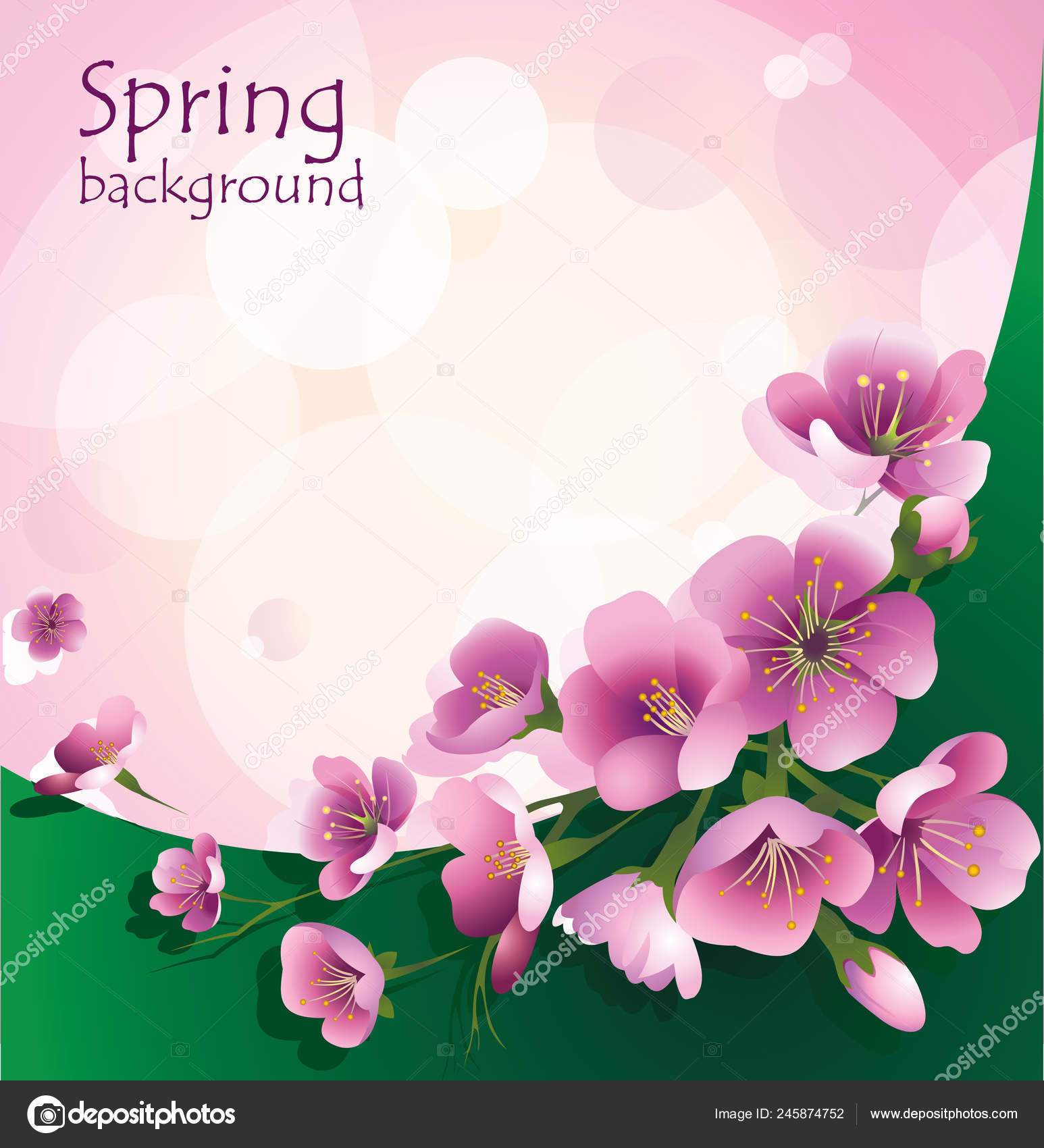 Spring Pink Flowers Green Pink Background Design Spring Season Wedding ...