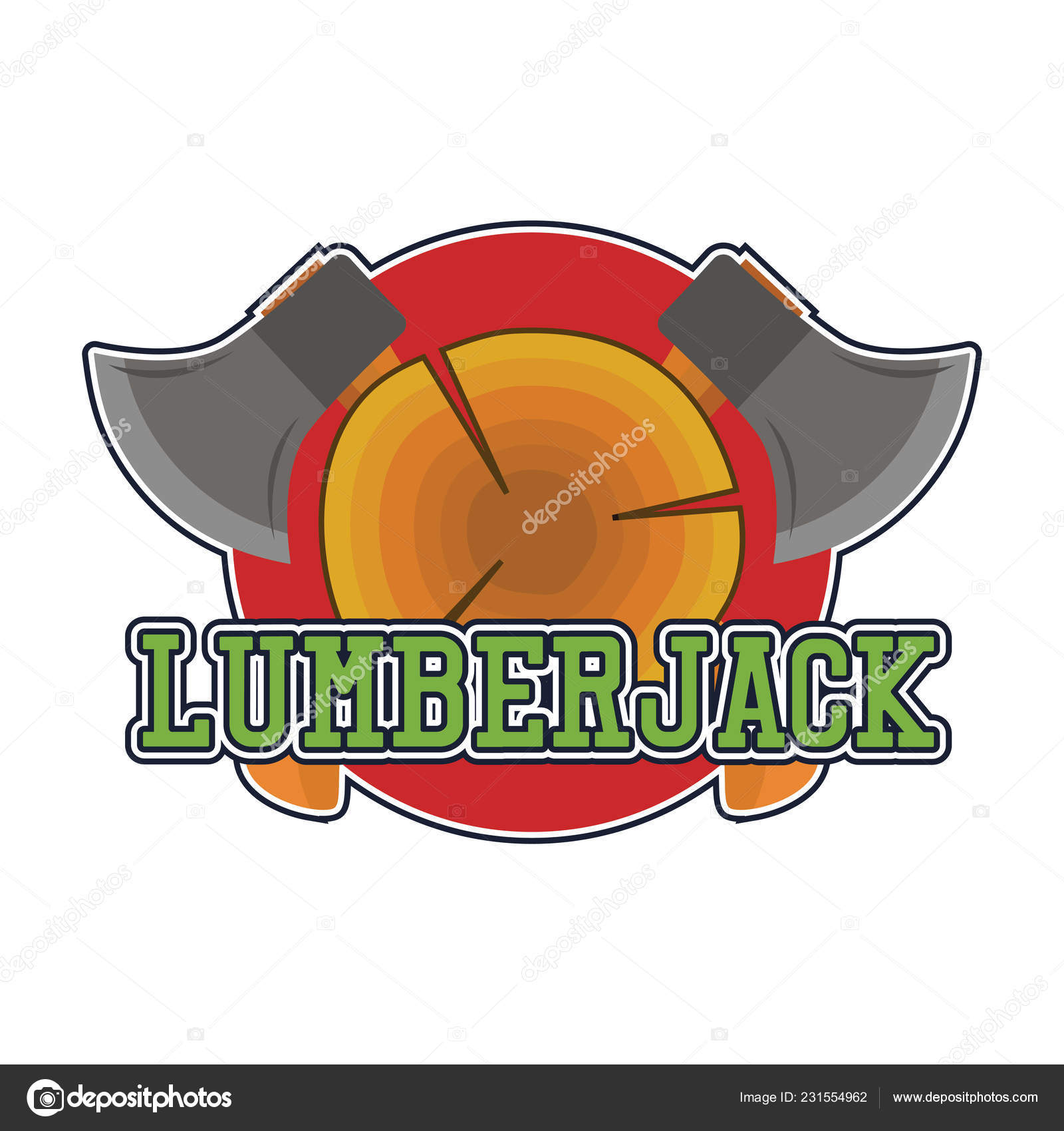 Lumberjack Logo Isolated White Background Vector Illustration Stock ...