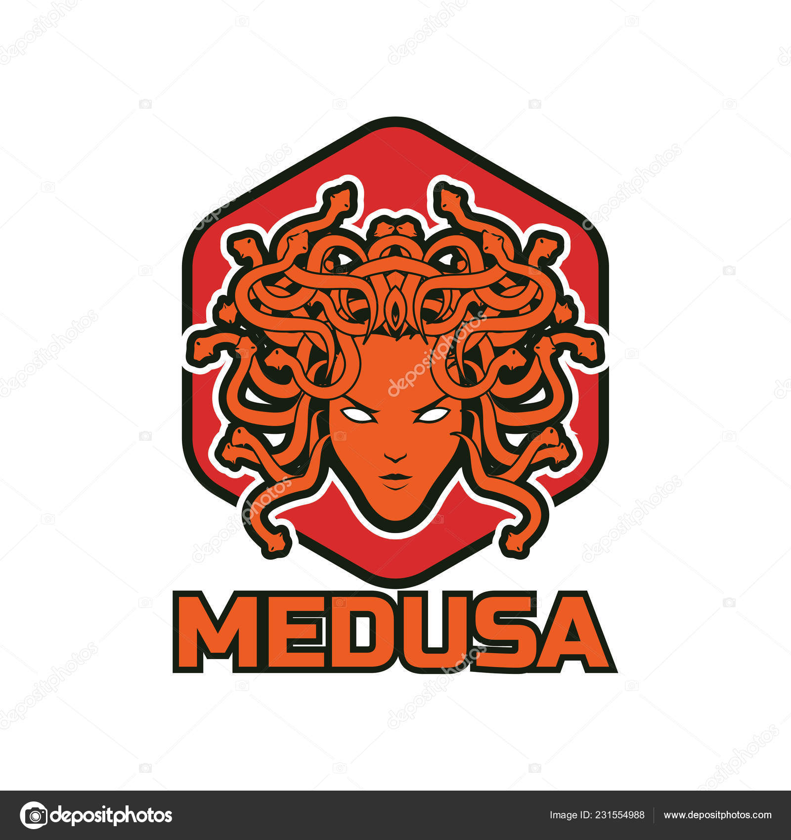 Medusa Logo Isolated White Background Vector Illustration Stock Vector ...