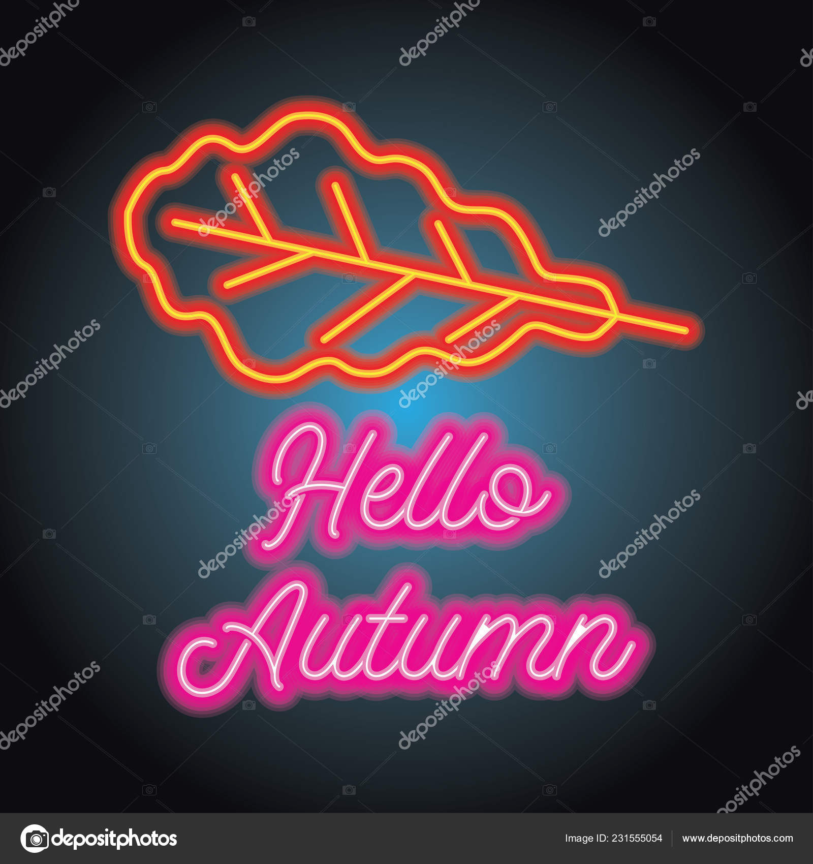 Hello Autumn Logo Isolated White Background Vector Illustration Stock ...