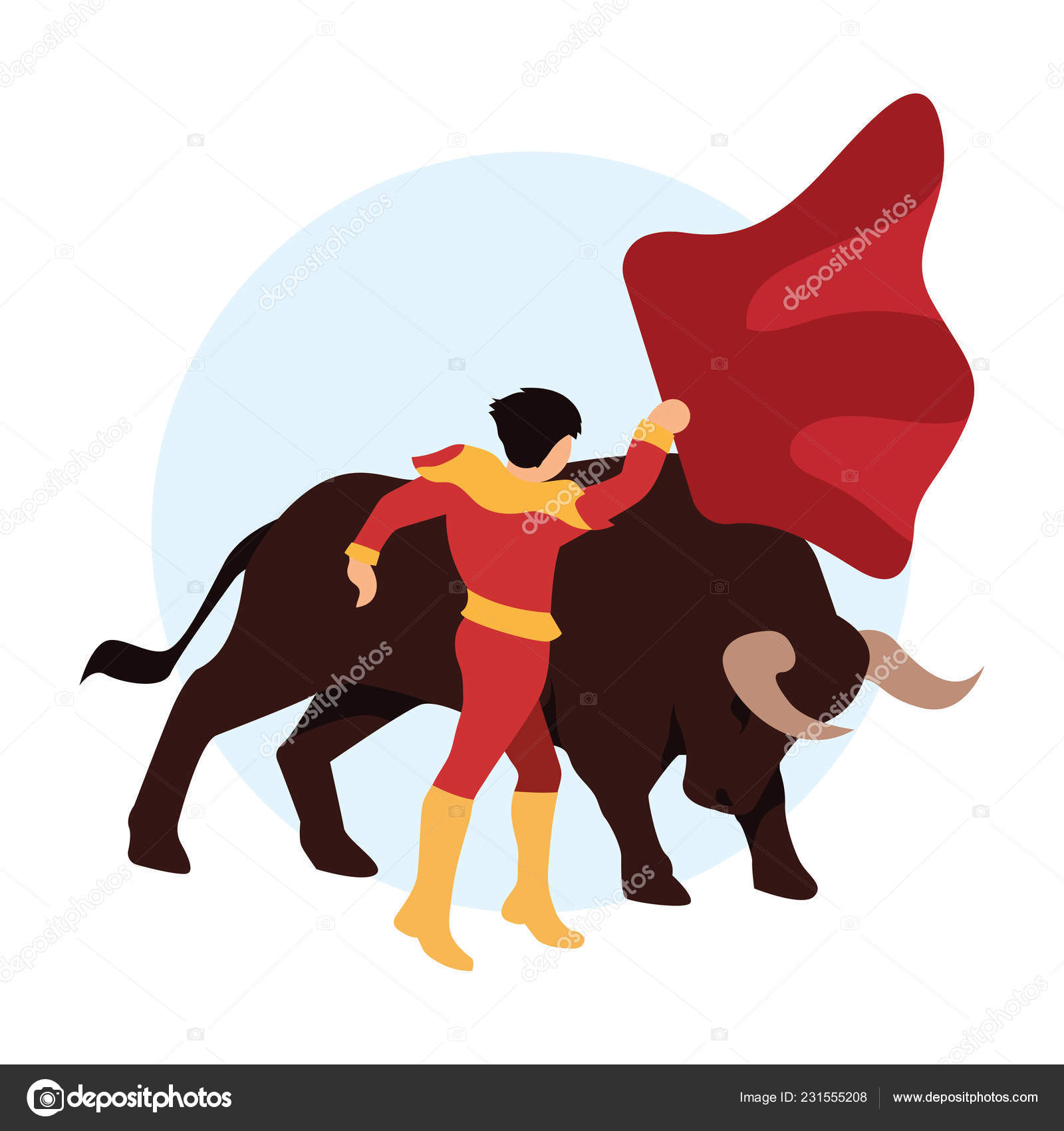 Bullfighting Logo Isolated White Background Vector Illustration Stock ...